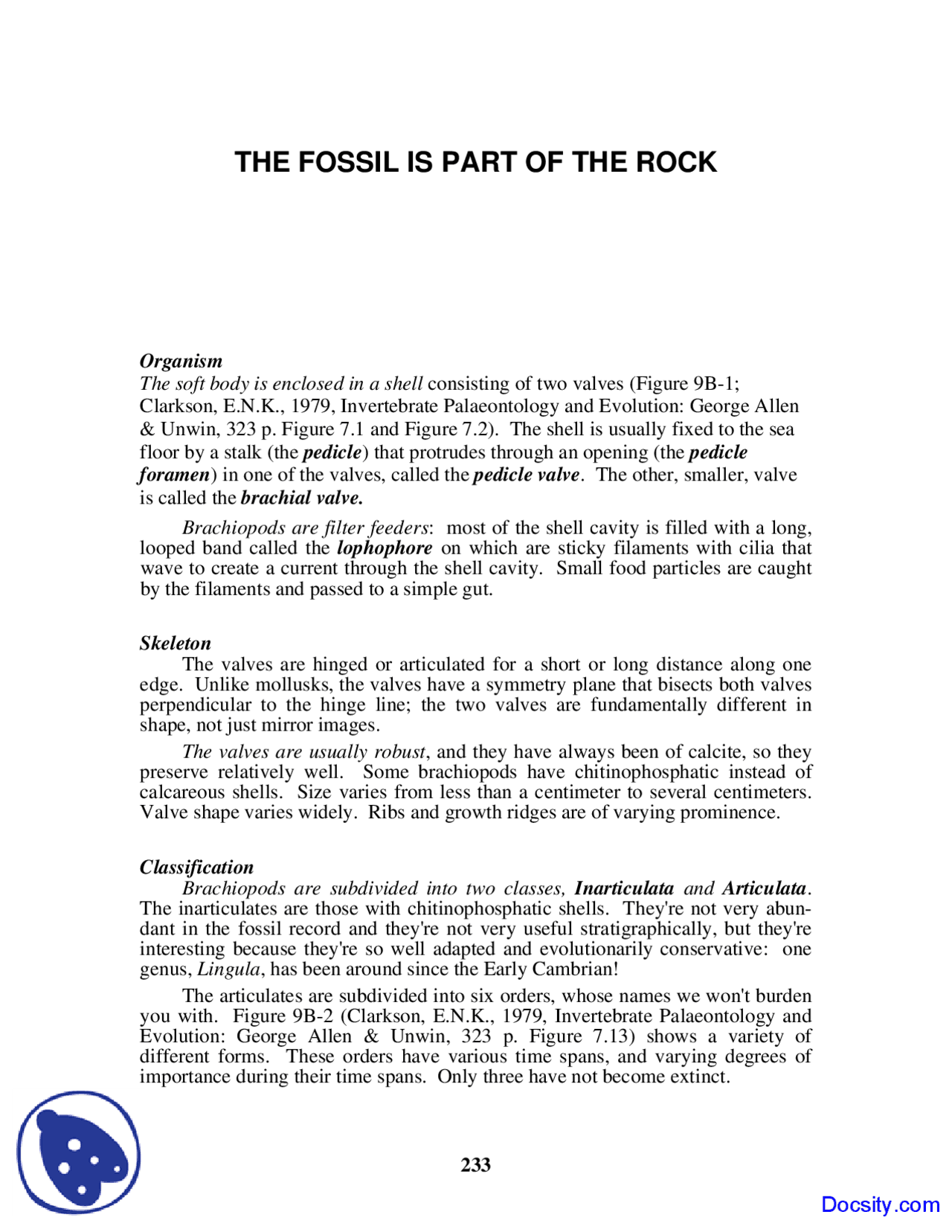 Fossil Record Sedimentology Lecture Notes Docsity