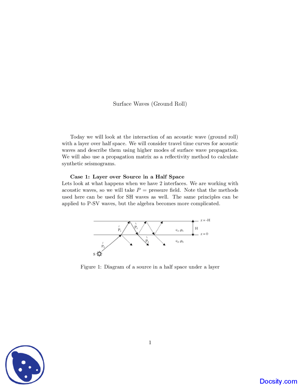 Surface Waves Seismology Lecture Notes Docsity