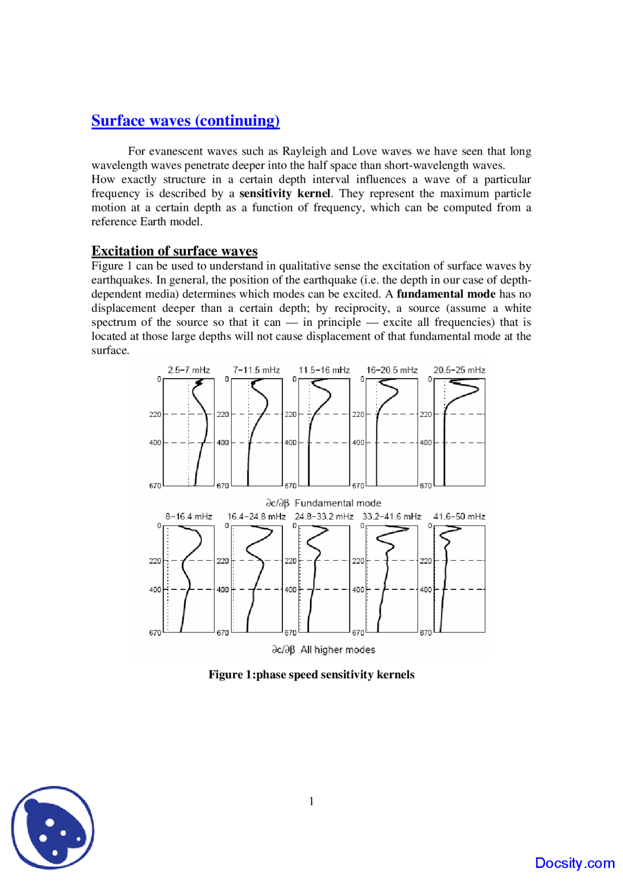 Sensitivity Kernel - Seismology - Lecture Notes | Study notes Geology ...