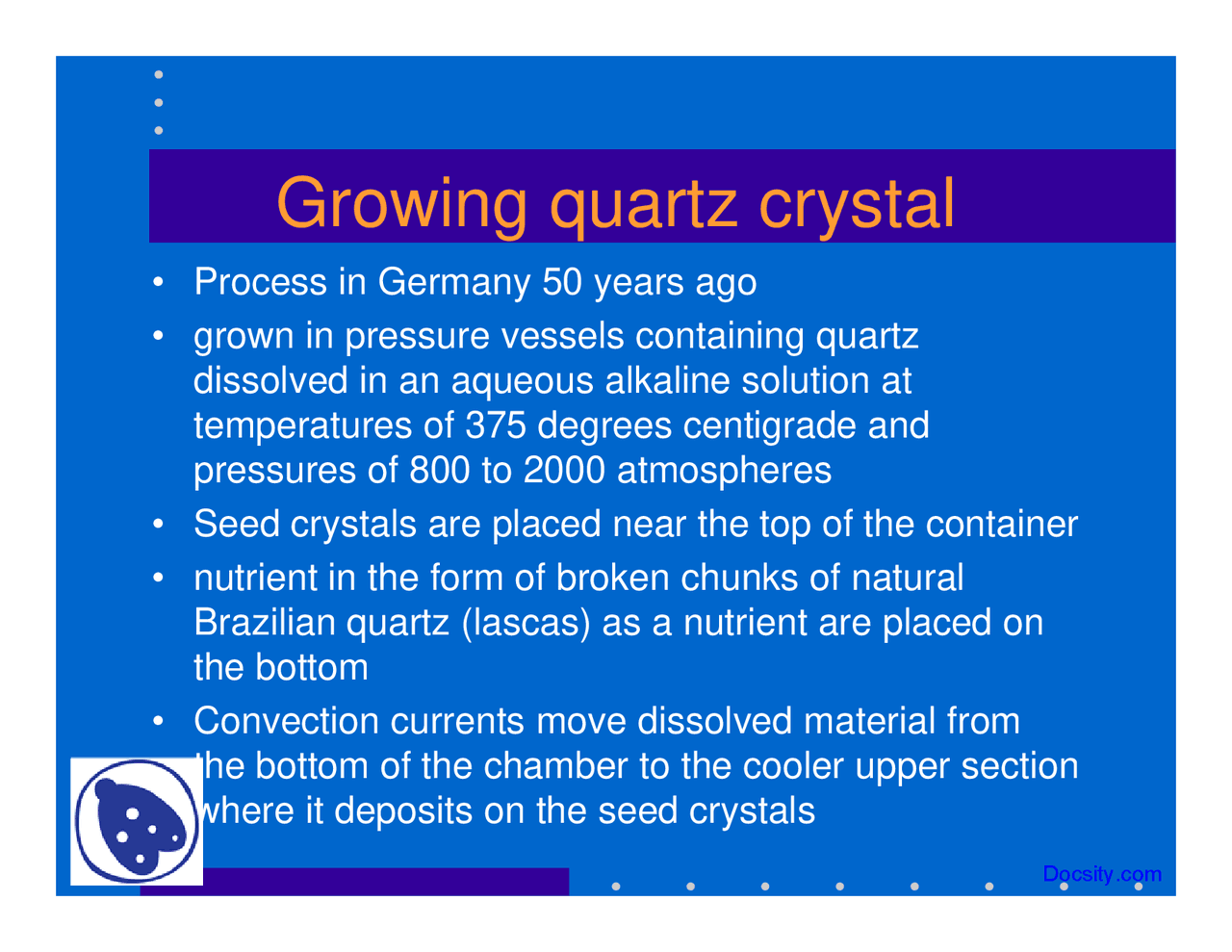 Growing Quartz Crystal Mineral Deposits Lecture Slides Docsity