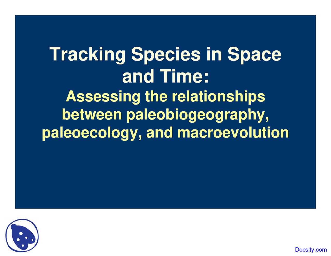 Tracking Species Paleontology Lecture Slides Docsity