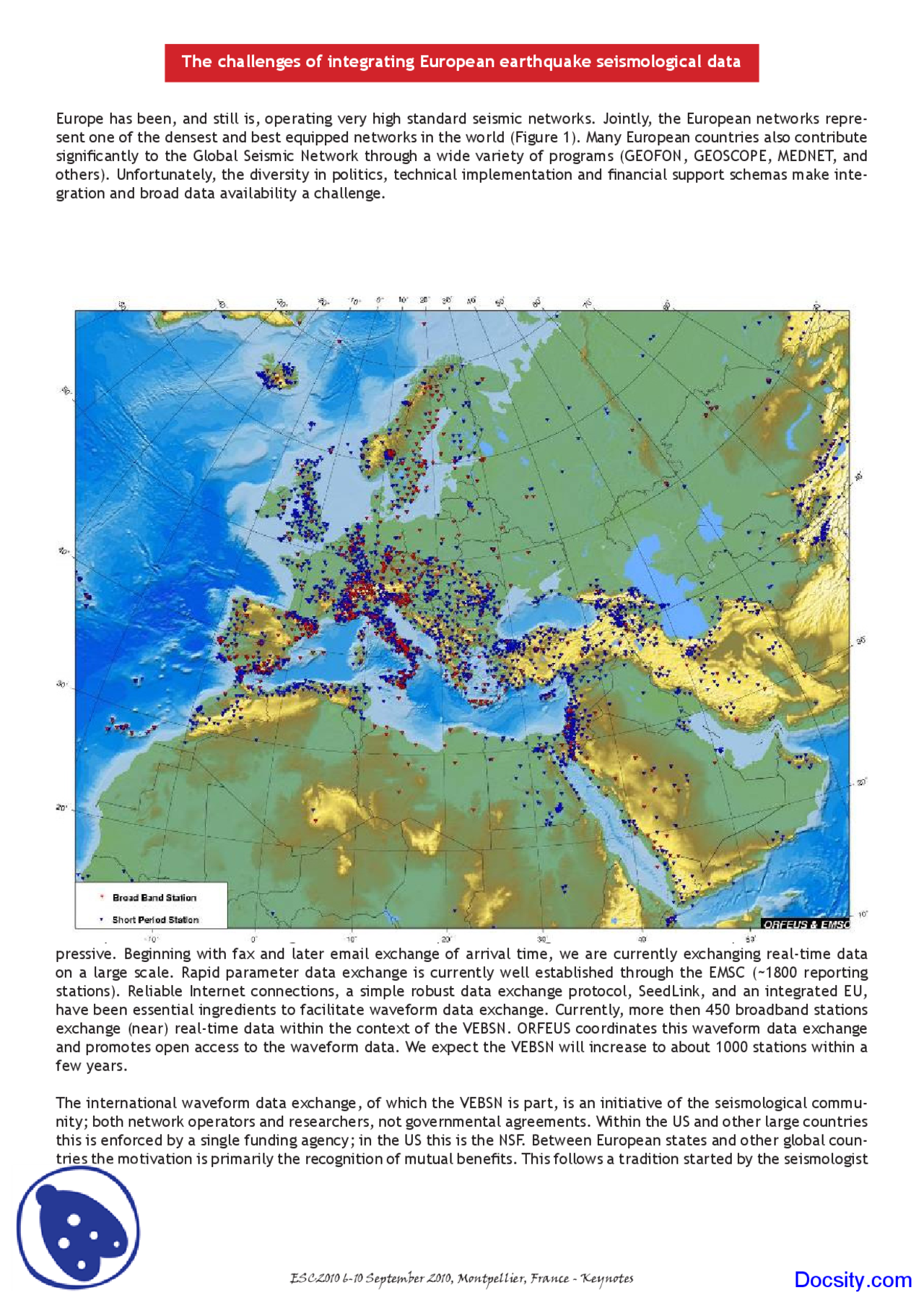 European Earthquake - Seismology - Lab Notes - Docsity