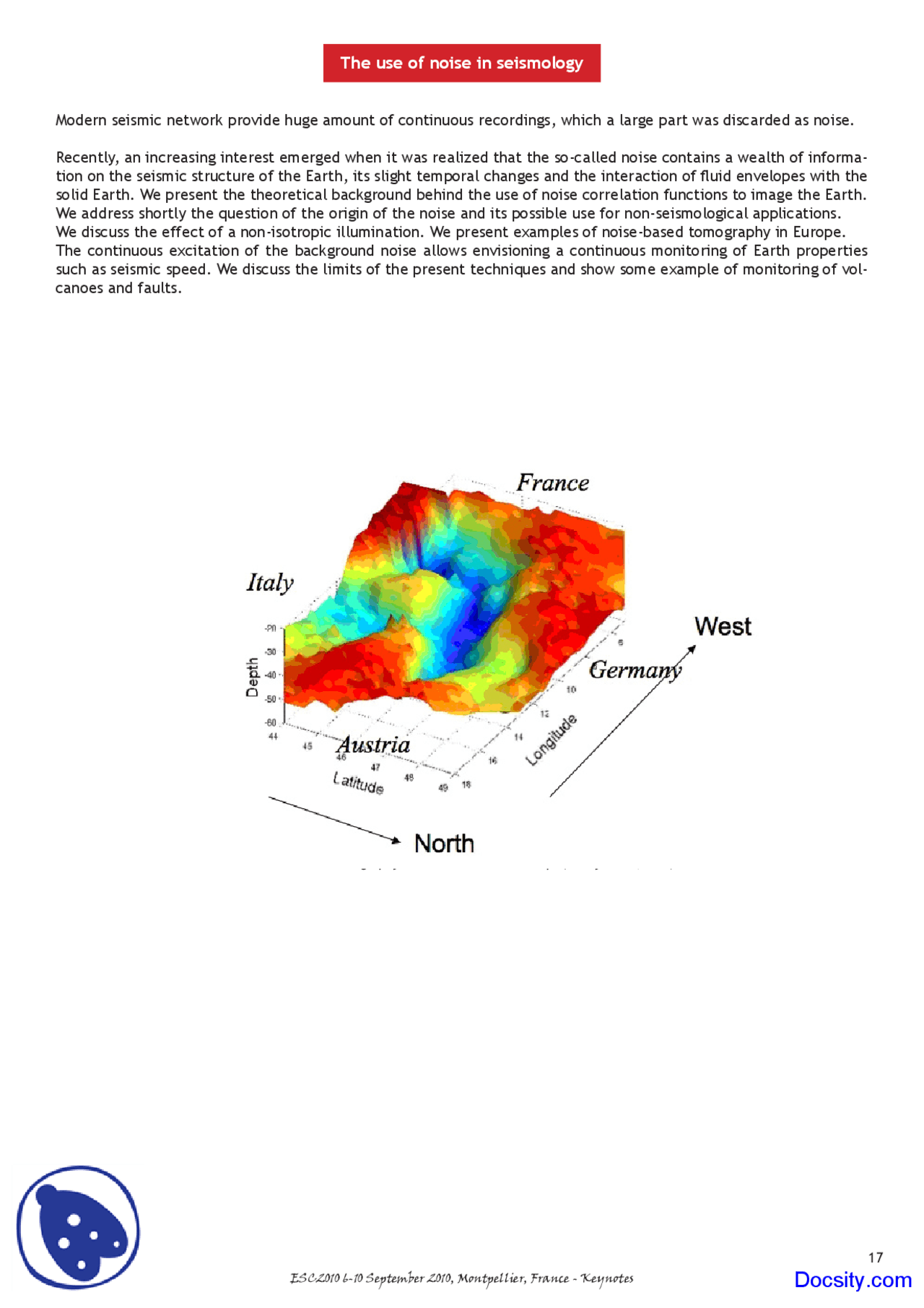 Noise In Seismology Seismology Lecture Notes Docsity