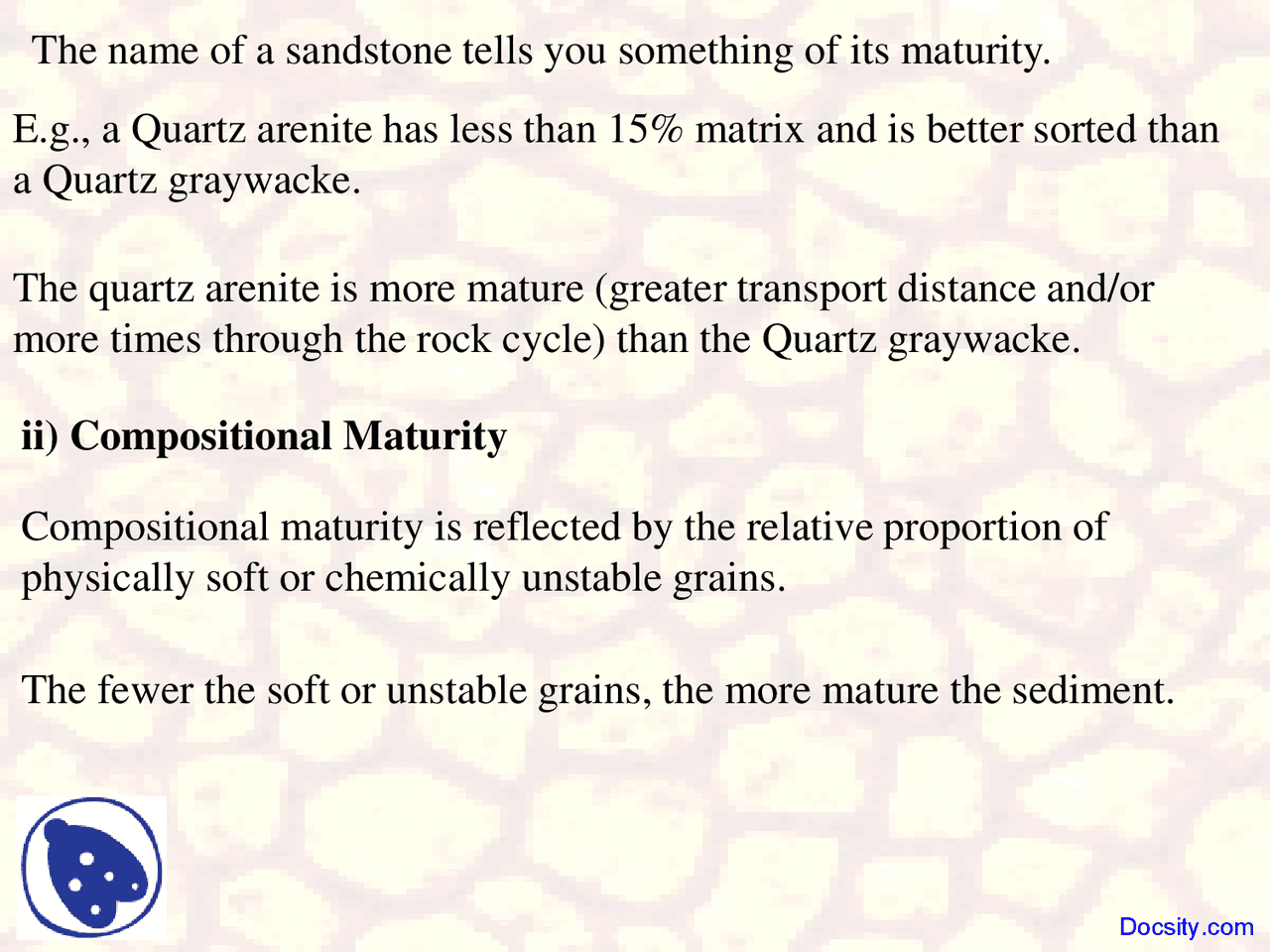 Quartz Graywacke Sedimentology Lecture Slides Docsity