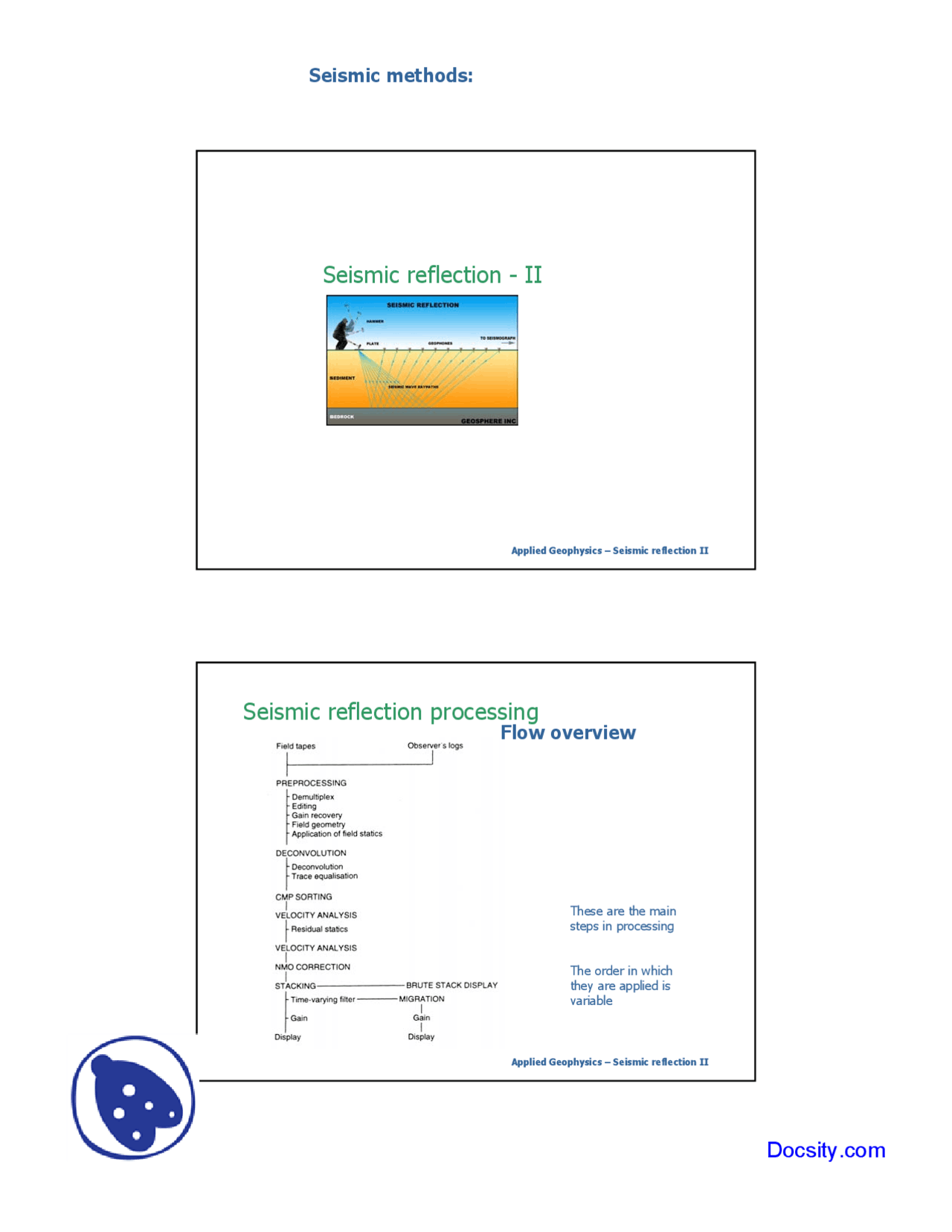 Flow Review Seismology Lecture Slides Docsity