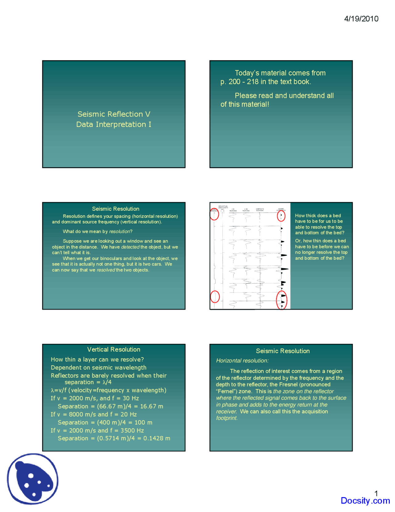 Spacing Seismology Lecture Slides Docsity