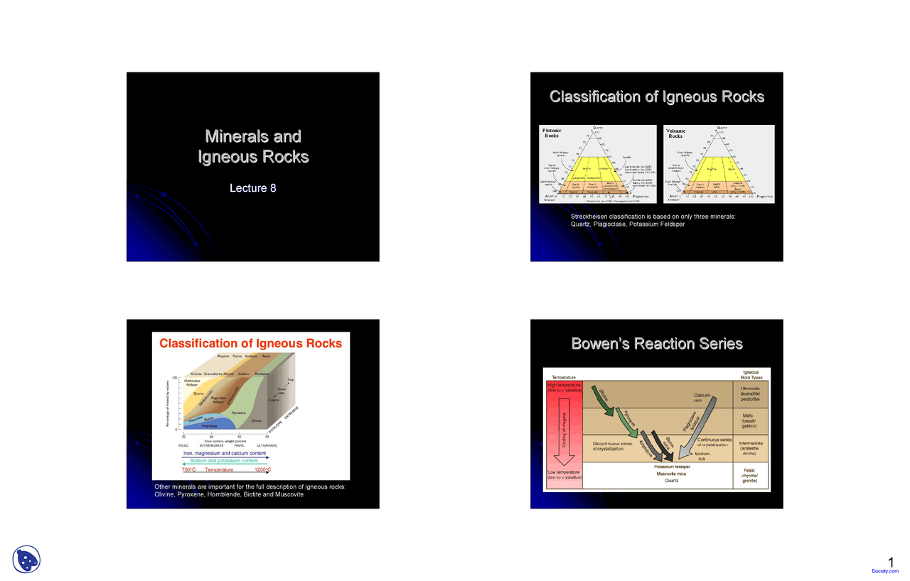 Igneous Minerals Mineral Deposits Lecture Slides Slides Geology