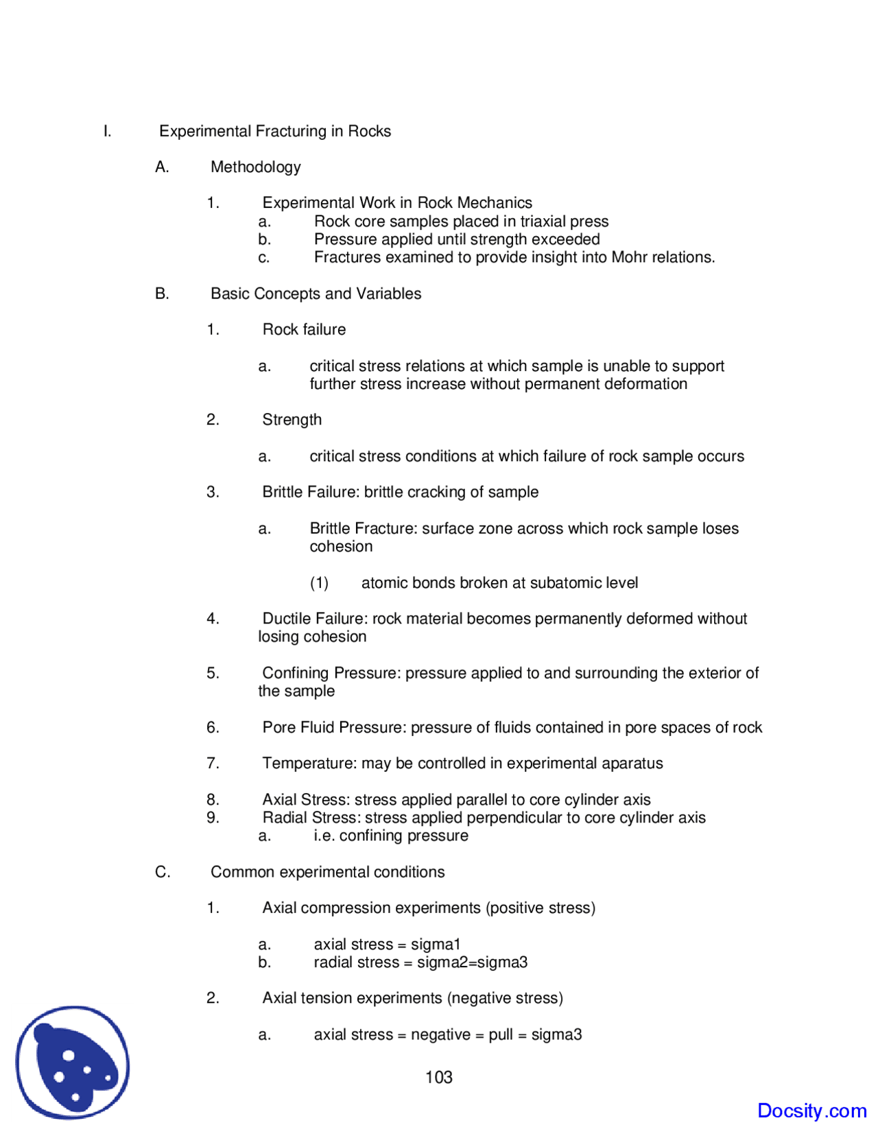 Experimental Fracturing Structural Geology Lecture Notes Docsity