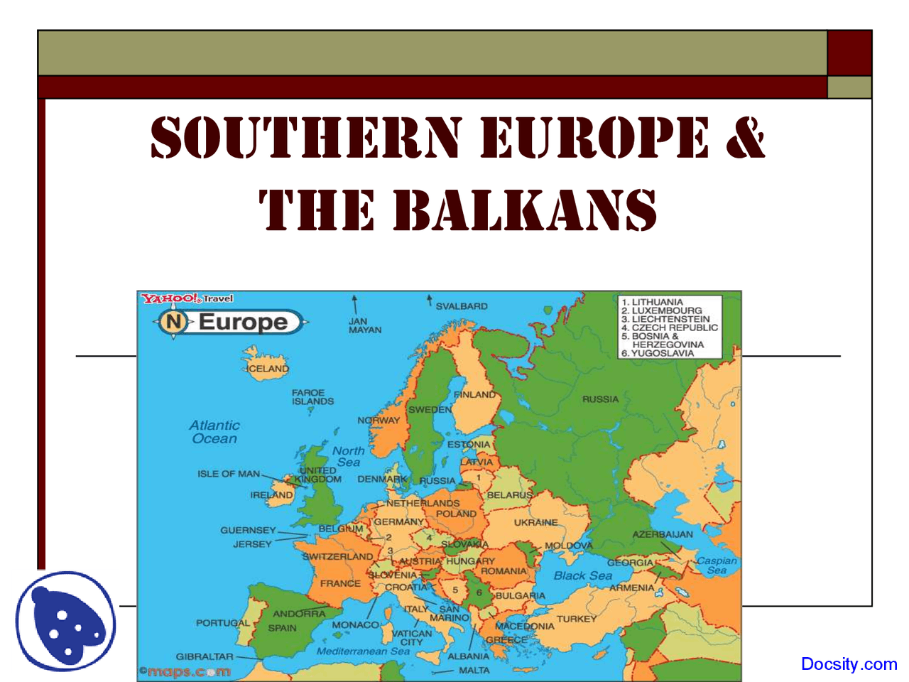 Southern Europe - Geography - Lecture Slides - Docsity