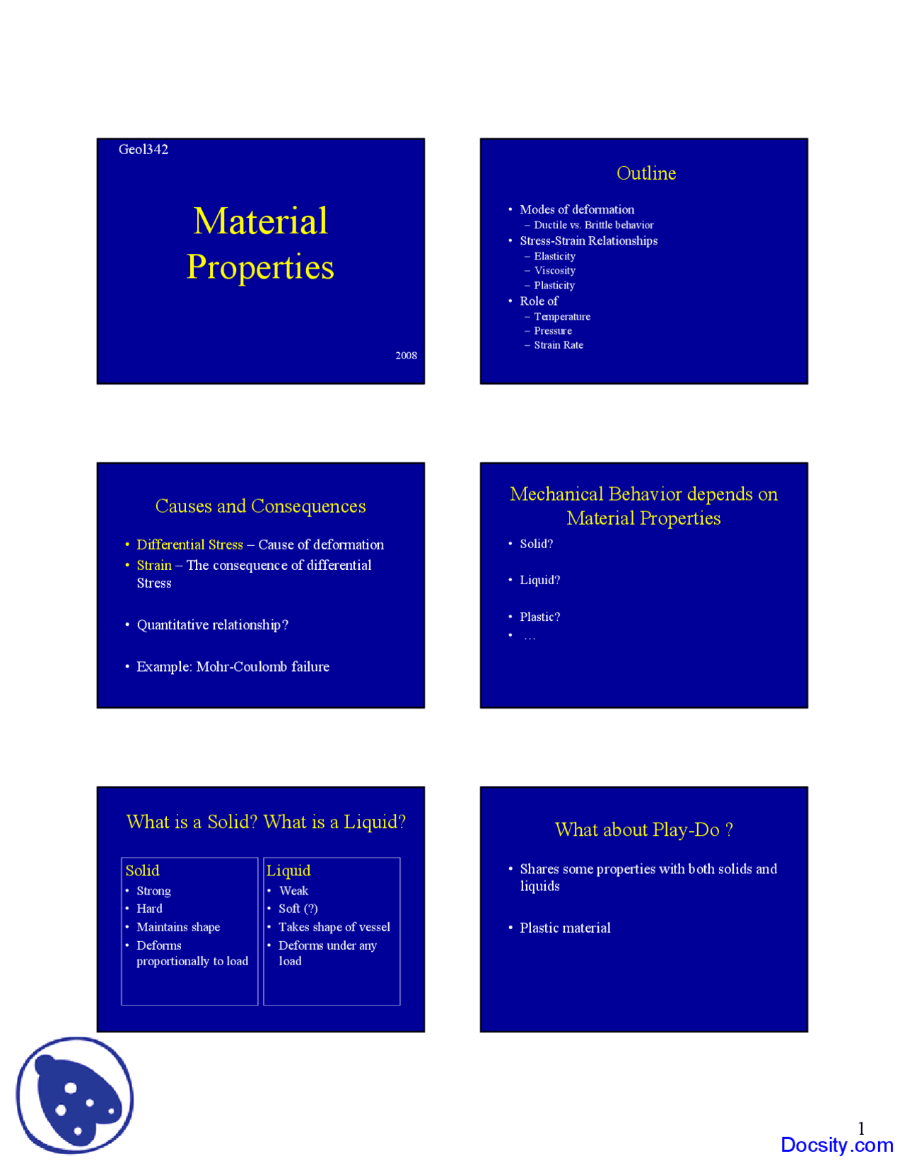 Material Structural Geology Lecture Slides Docsity
