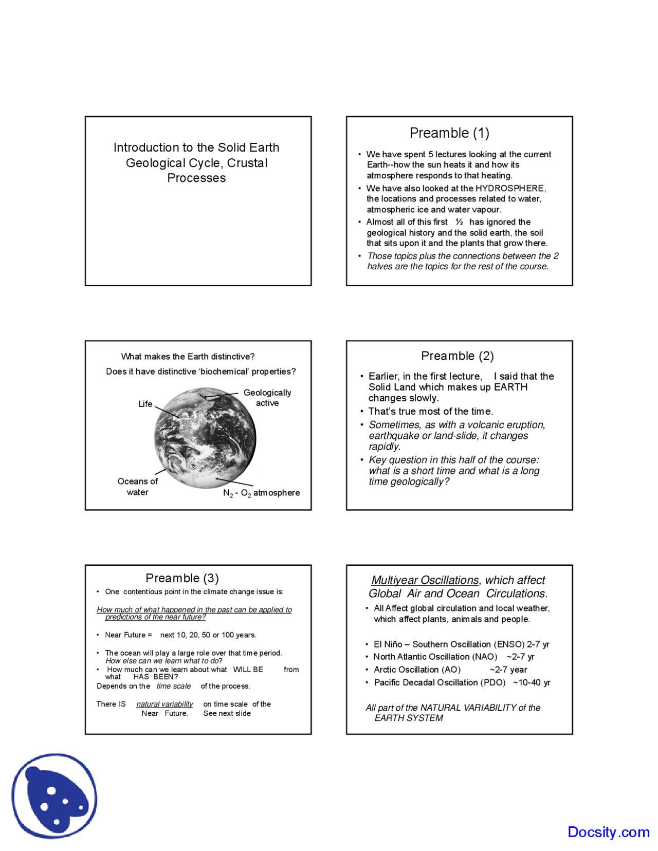 Solid Earth Geography Lecture Slides Docsity