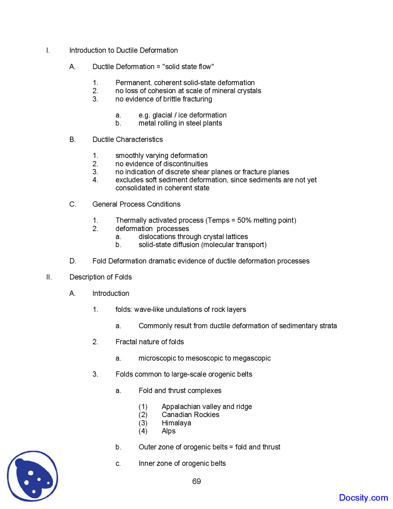 Folds - Structural Geology - Lecture Notes | Study notes Geology | Docsity