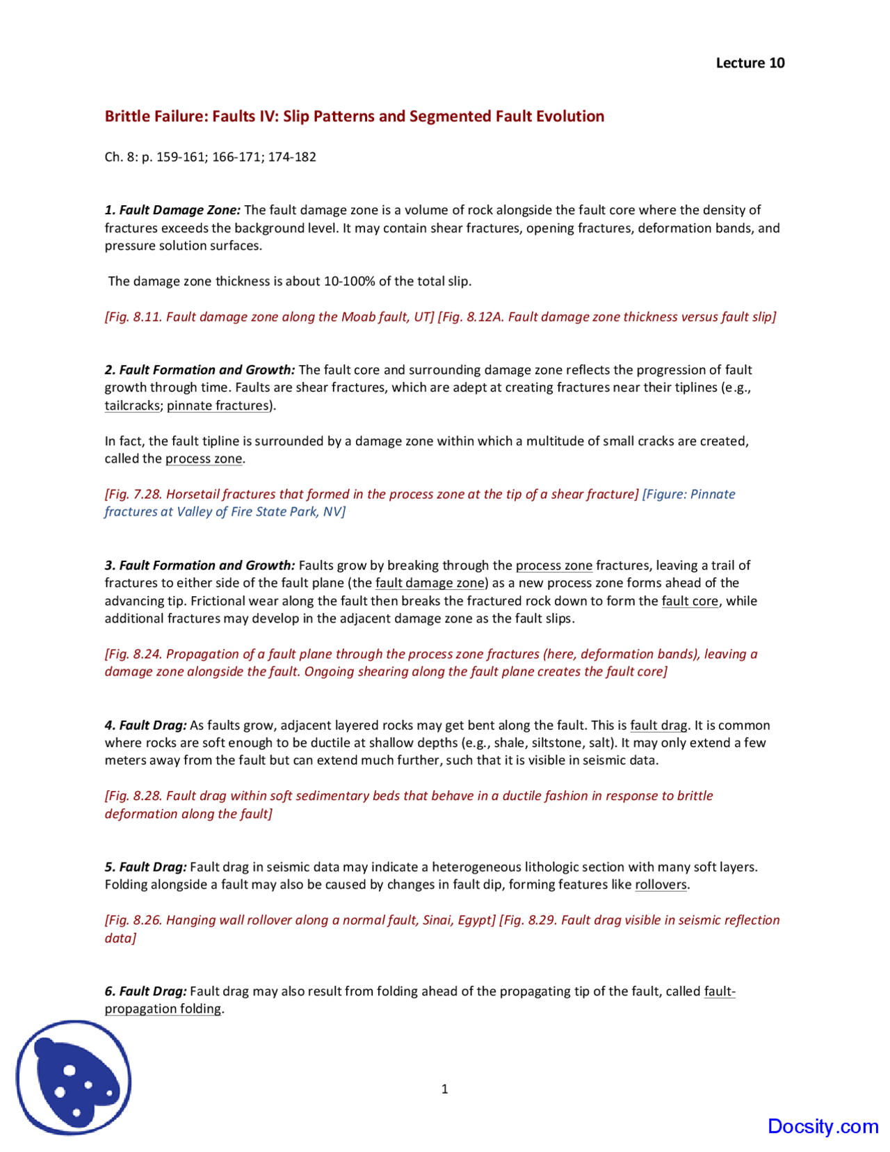 Slip Patterns Structural Geology Lecture Notes Docsity