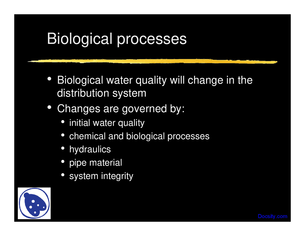 Biological Processes - Water Management - Lecture Slide - Docsity