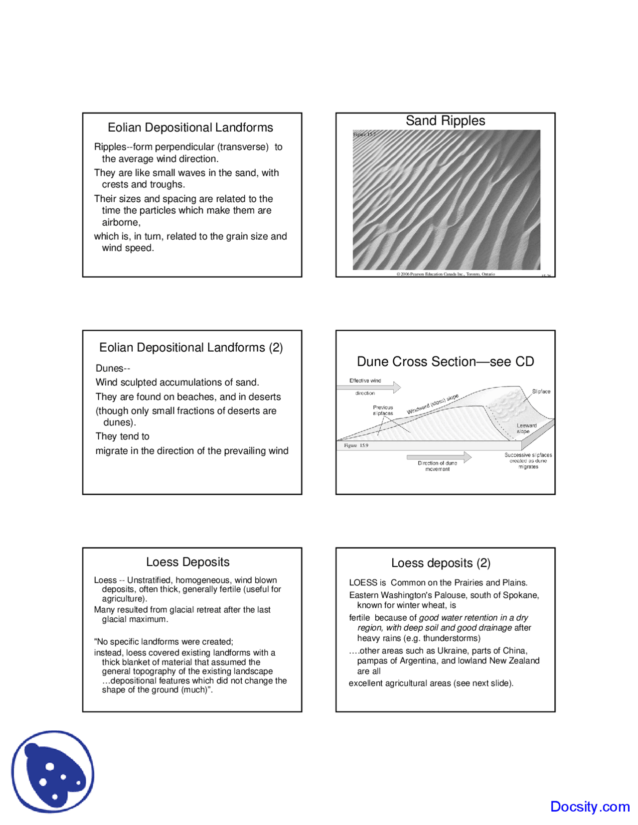 Eolian Depositional Geography Lecture Slides Docsity