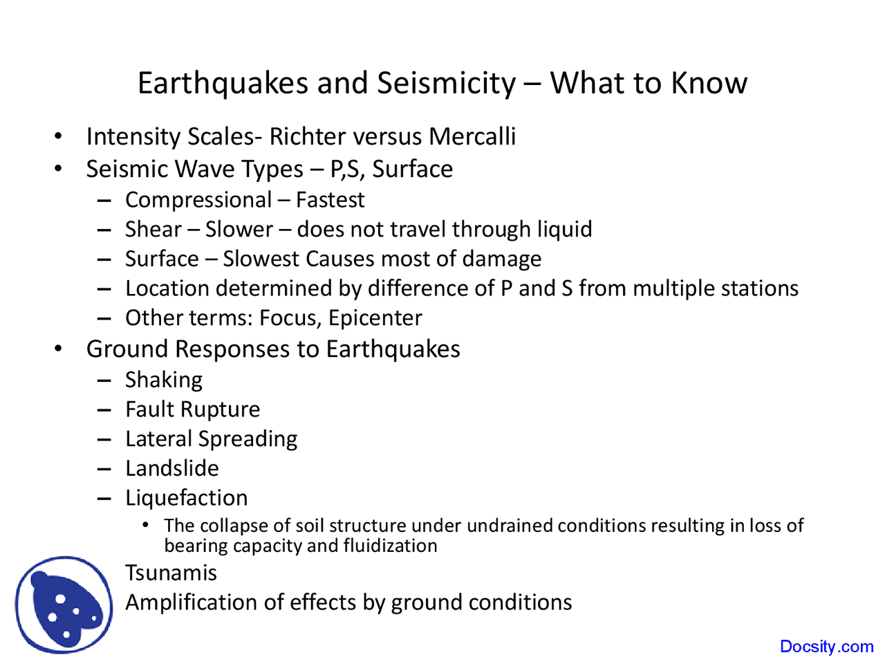 Earthquakes Engineering Geology Lecture Slides Docsity