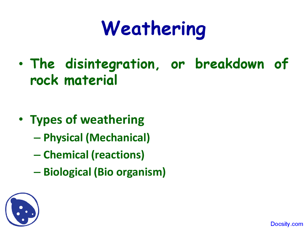 Types Of Weathering Engineering Geology Lecture Slides Docsity