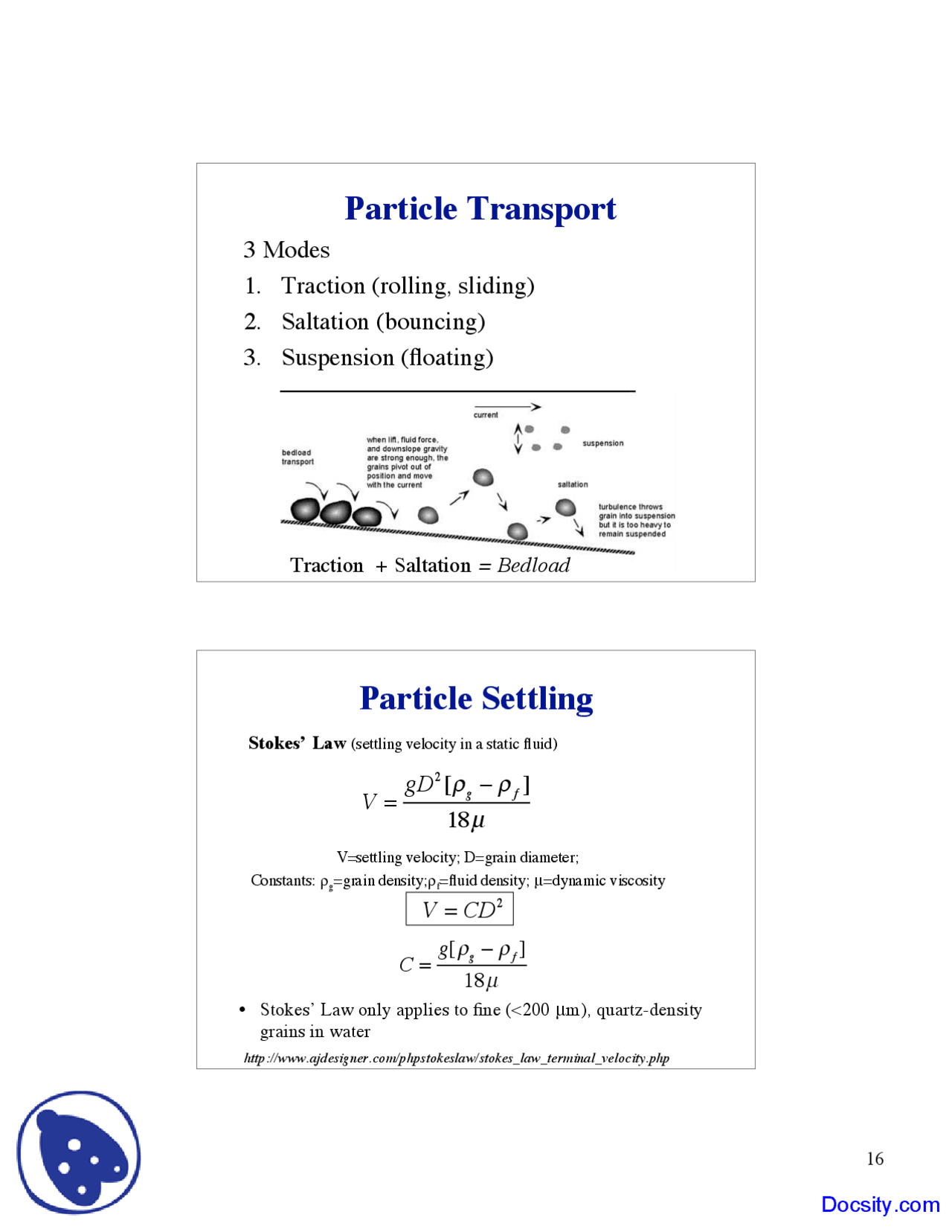Particle Transport Stratigraphy Lecture Slides Docsity