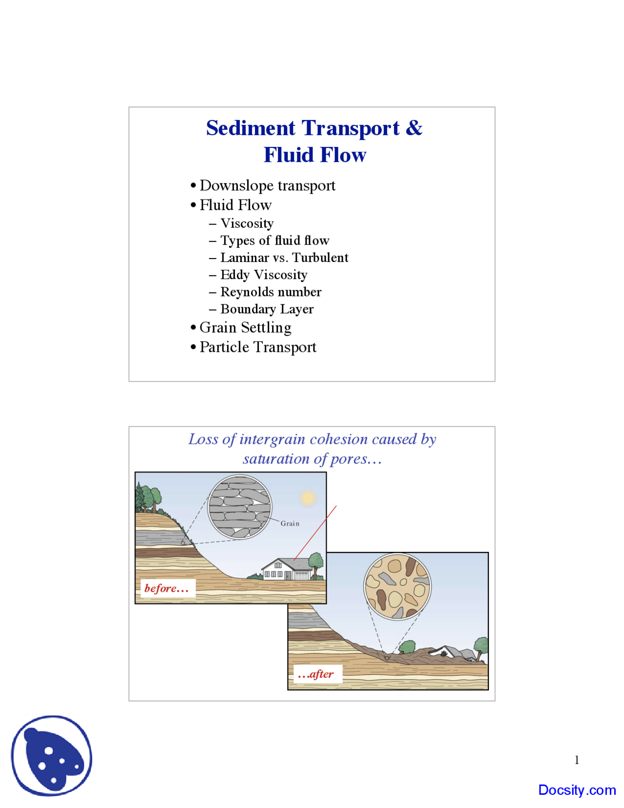 Sediment Transport Stratigraphy Lecture Slides Docsity