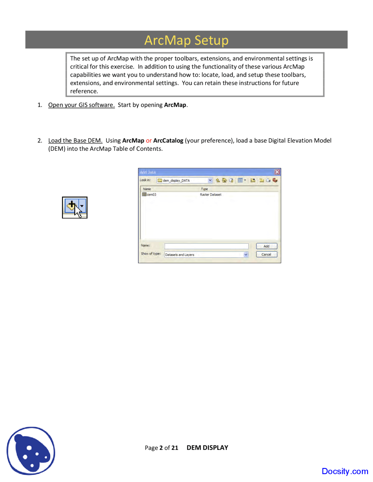Setting up ArcMap for Displaying Digital Elevation Models (DEMs ...