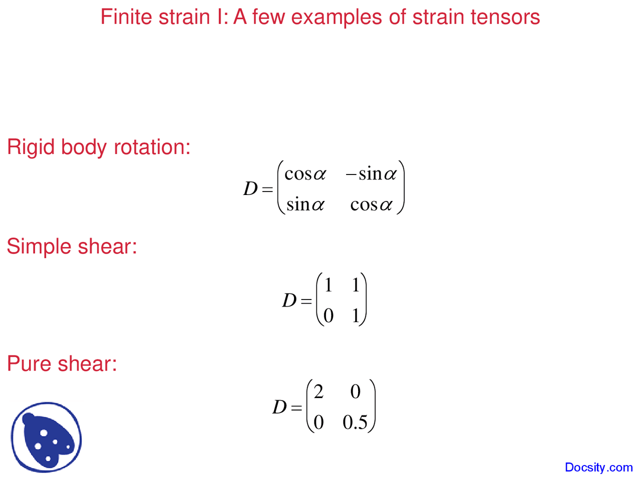 Strain Tensors - Structural Geology - Lecture Slides - Docsity