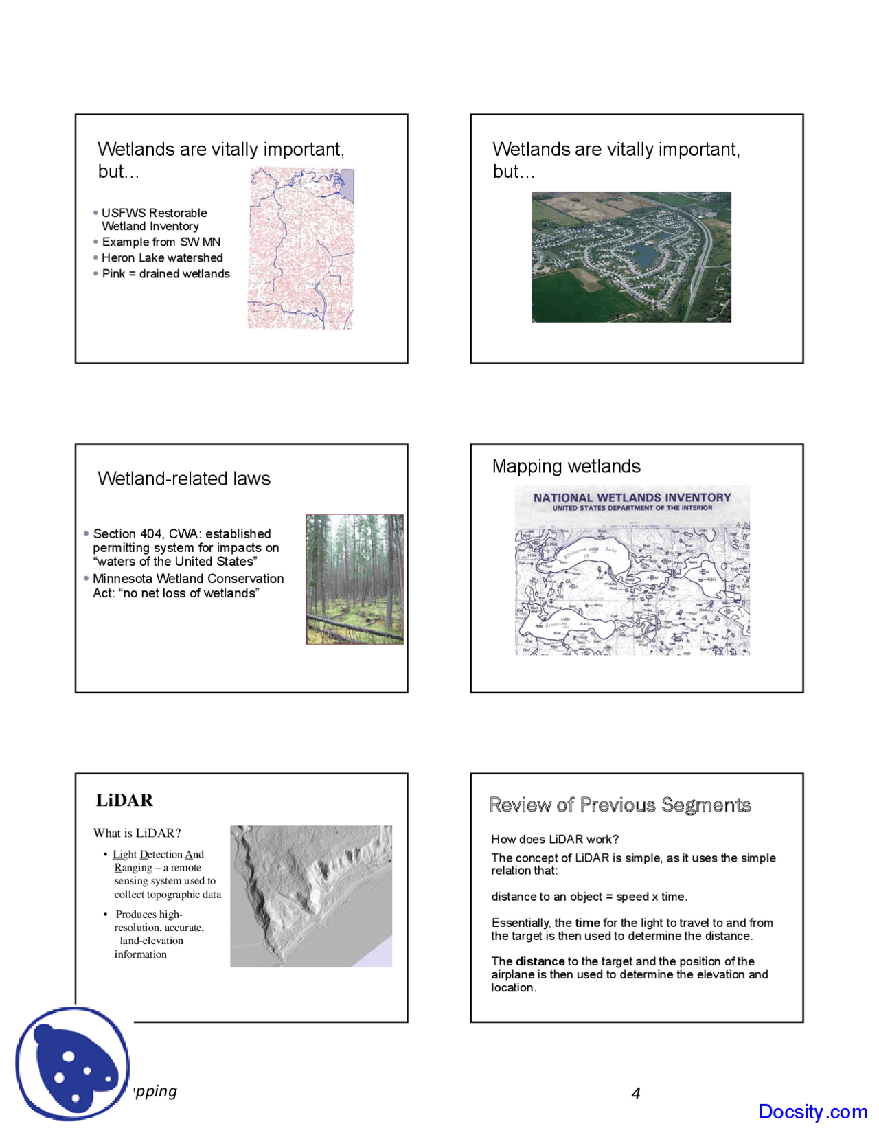 Wetland Related Laws Water Management Lecture Slide Docsity