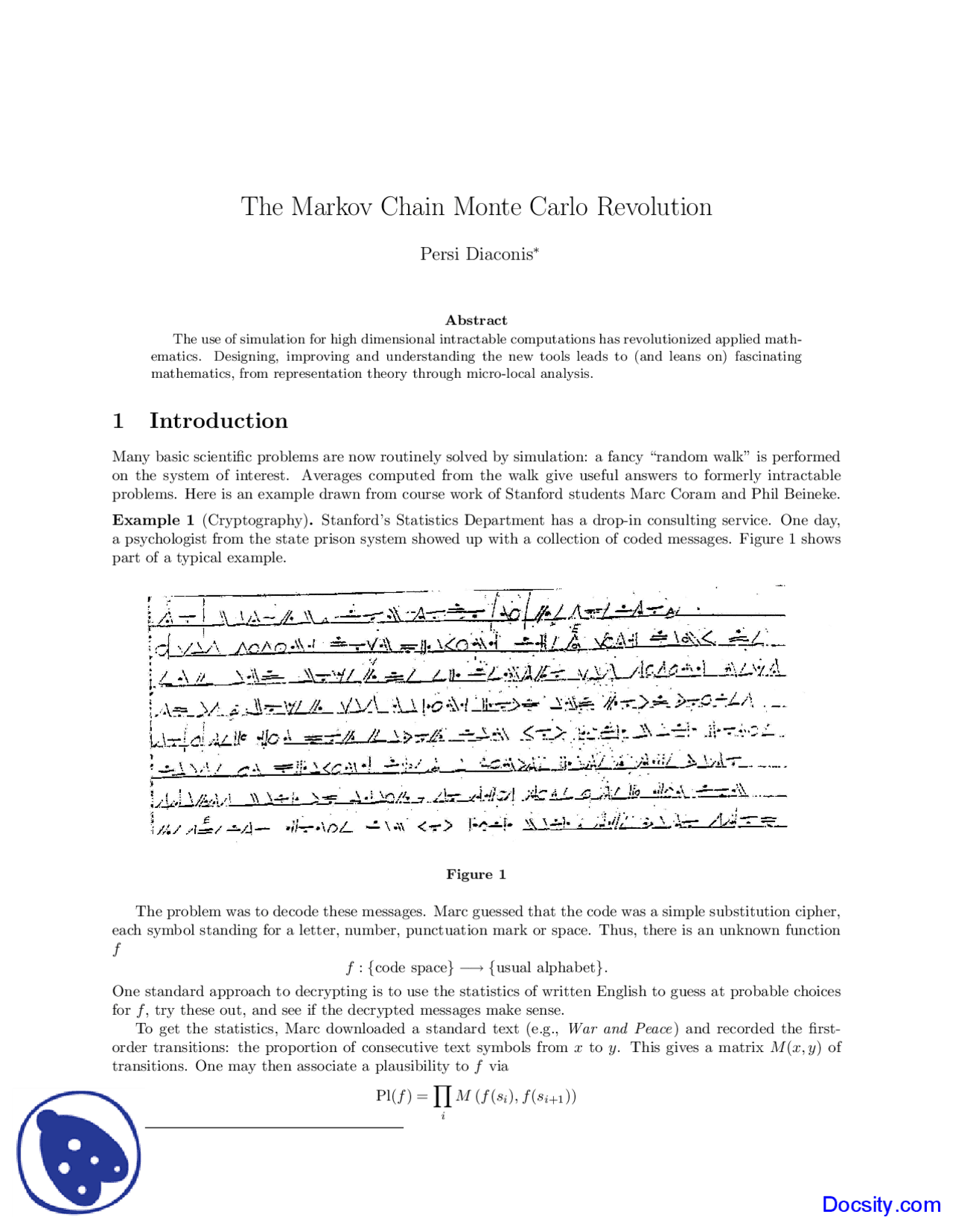 The Markov Chain Water Management Lecture Notes Docsity