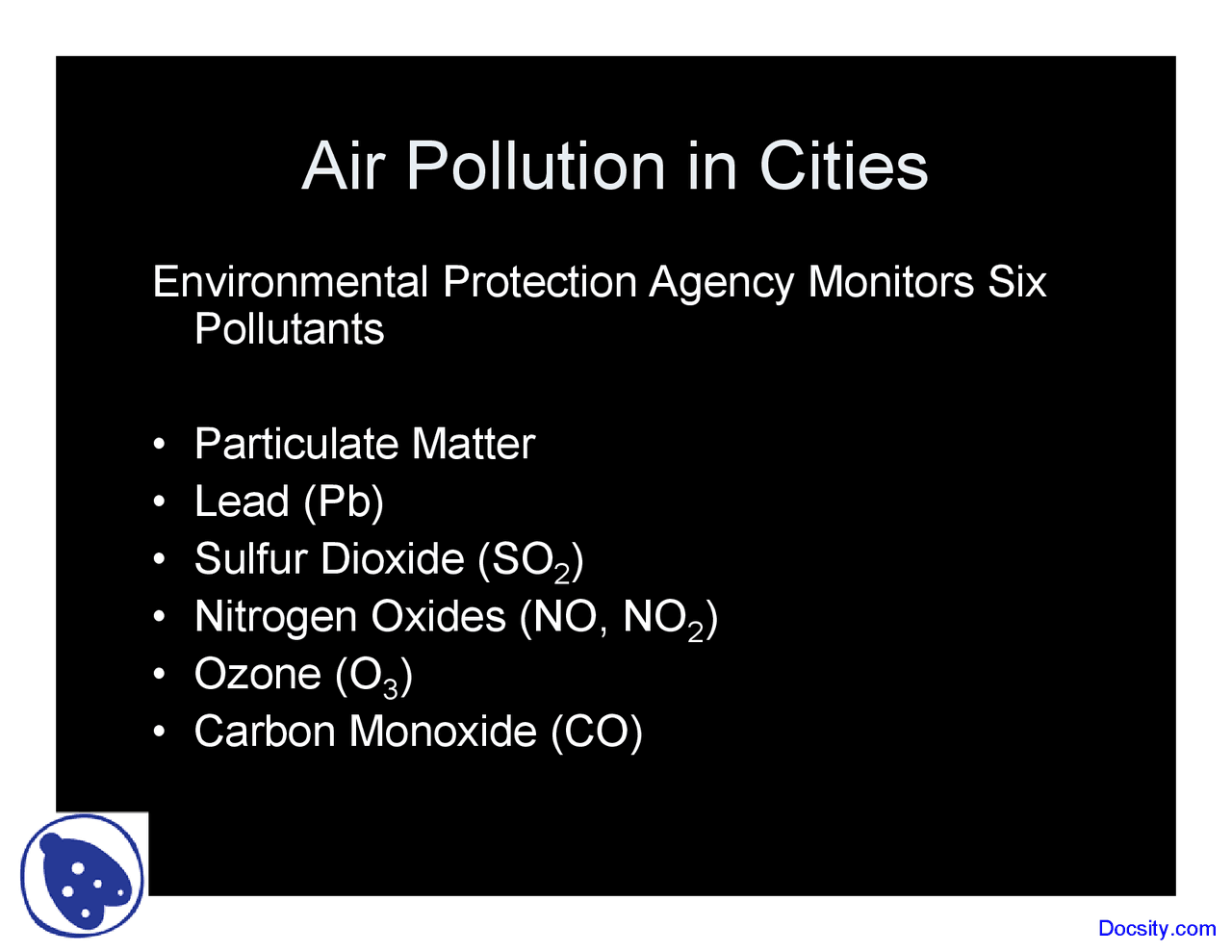 Air Pollution In Cities Water Management Lecture Slide Docsity