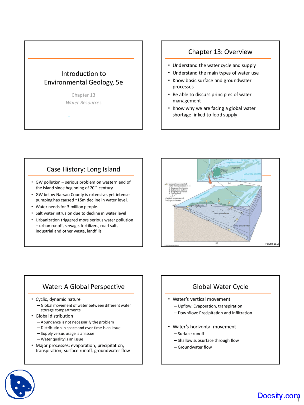 Water Resources Environmental Geology Lecture Slides Docsity