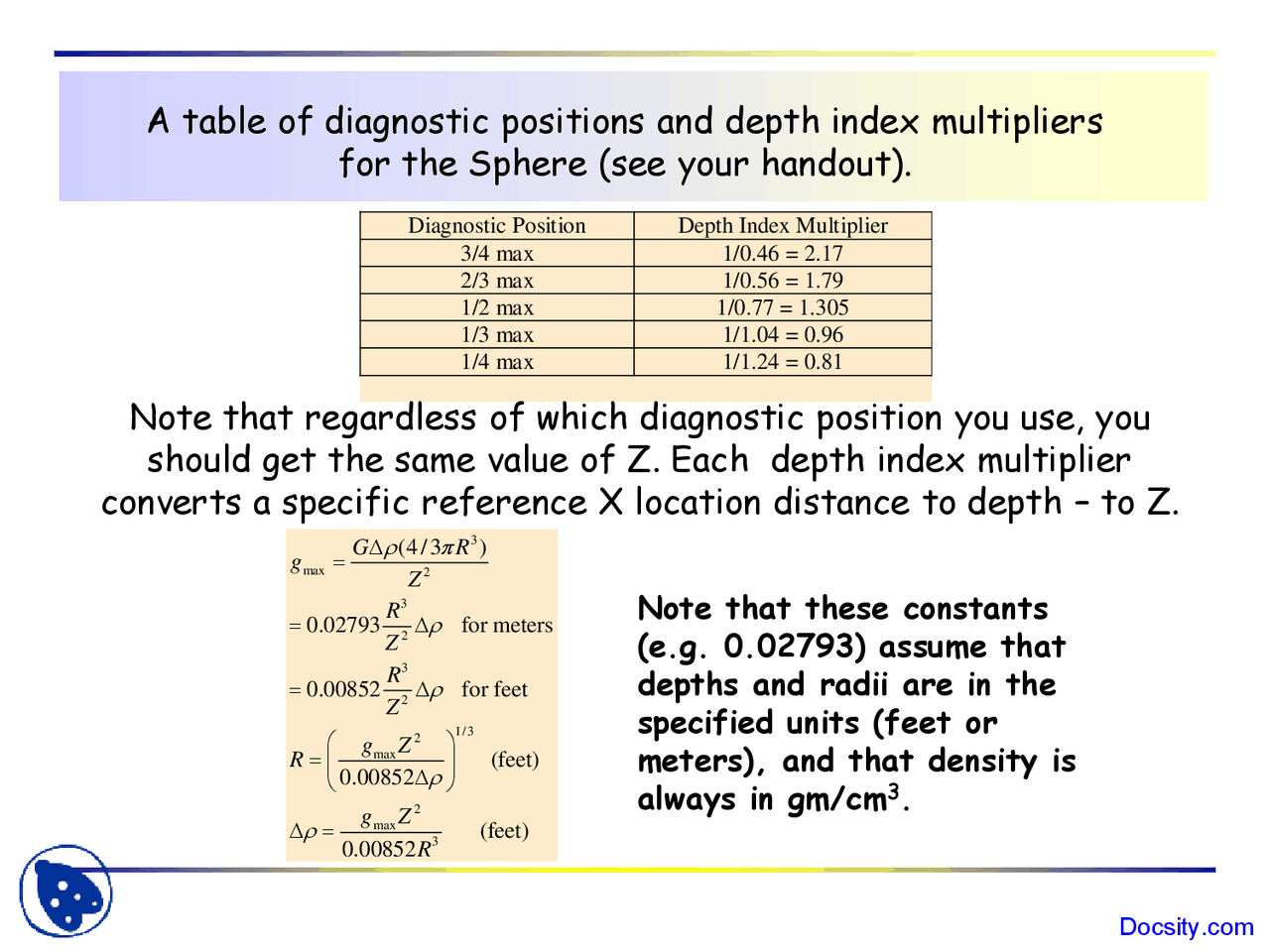 Diagnostic Positions Environment And Geology Lecture Slides Docsity