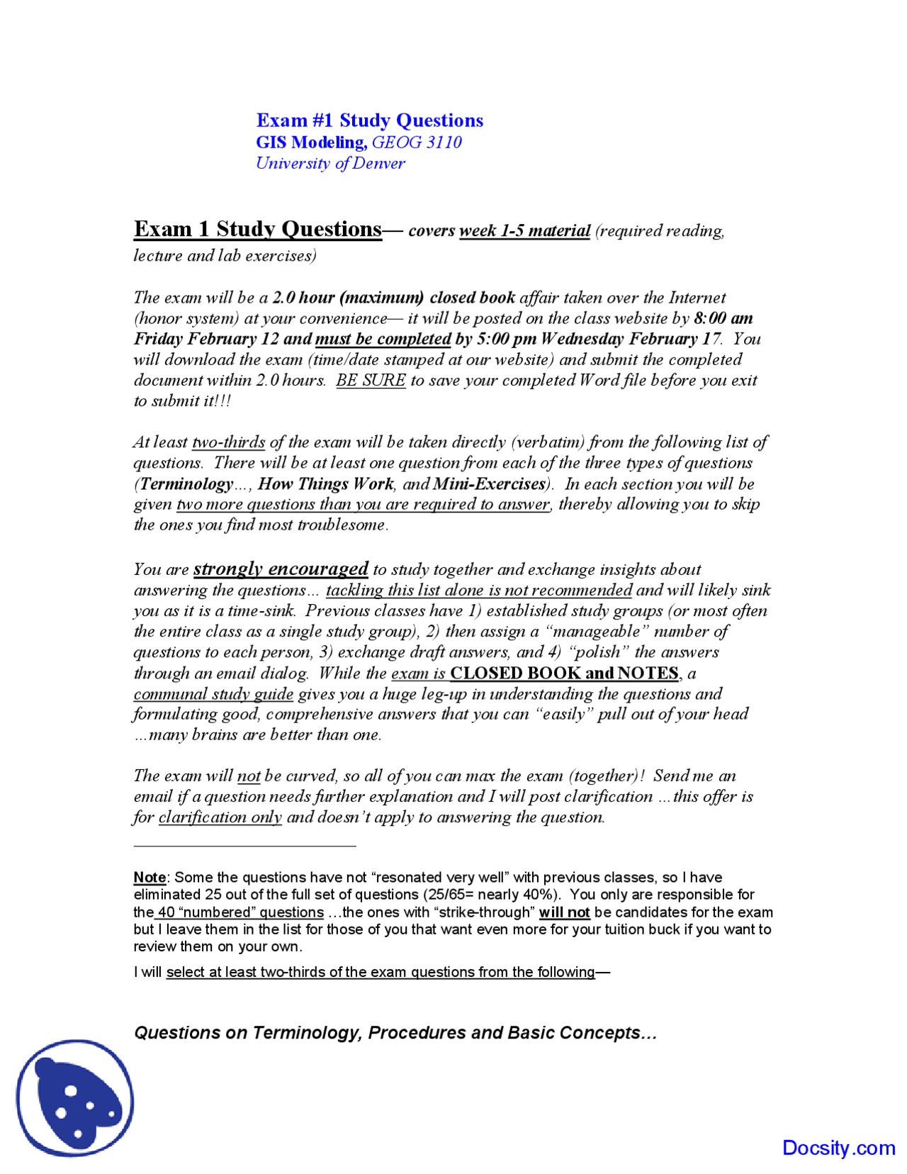 Spatial Analysis Gis And Mapping Exam Docsity