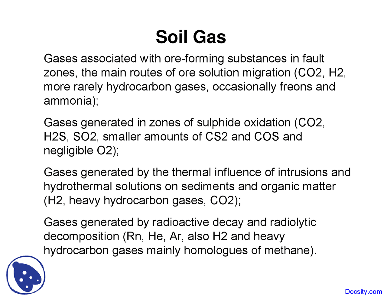 Soil Gas - Geochemistry I - Lecture Slides - Docsity