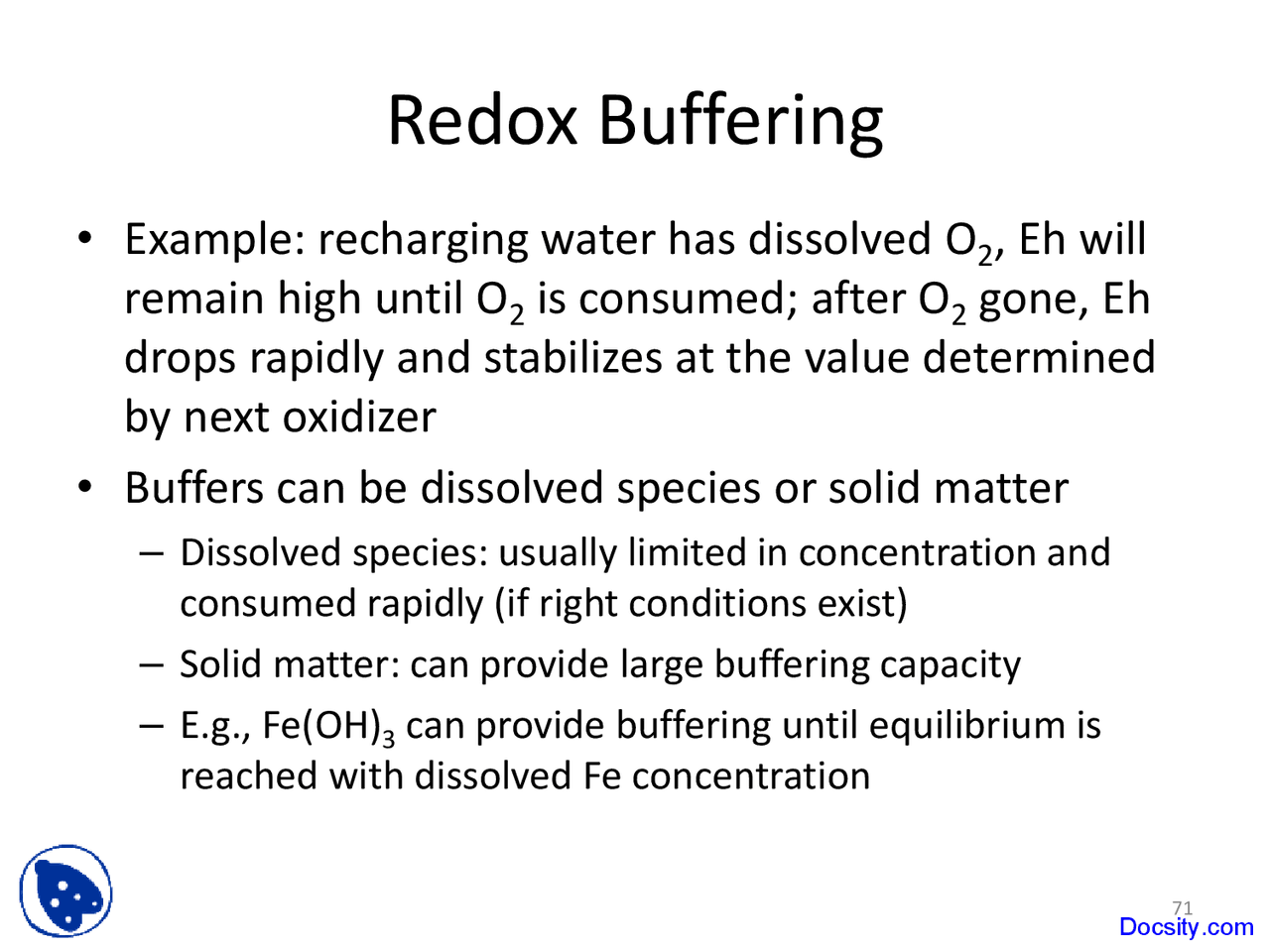 Redox Buffering Geochemistry I Lecture Slides Docsity