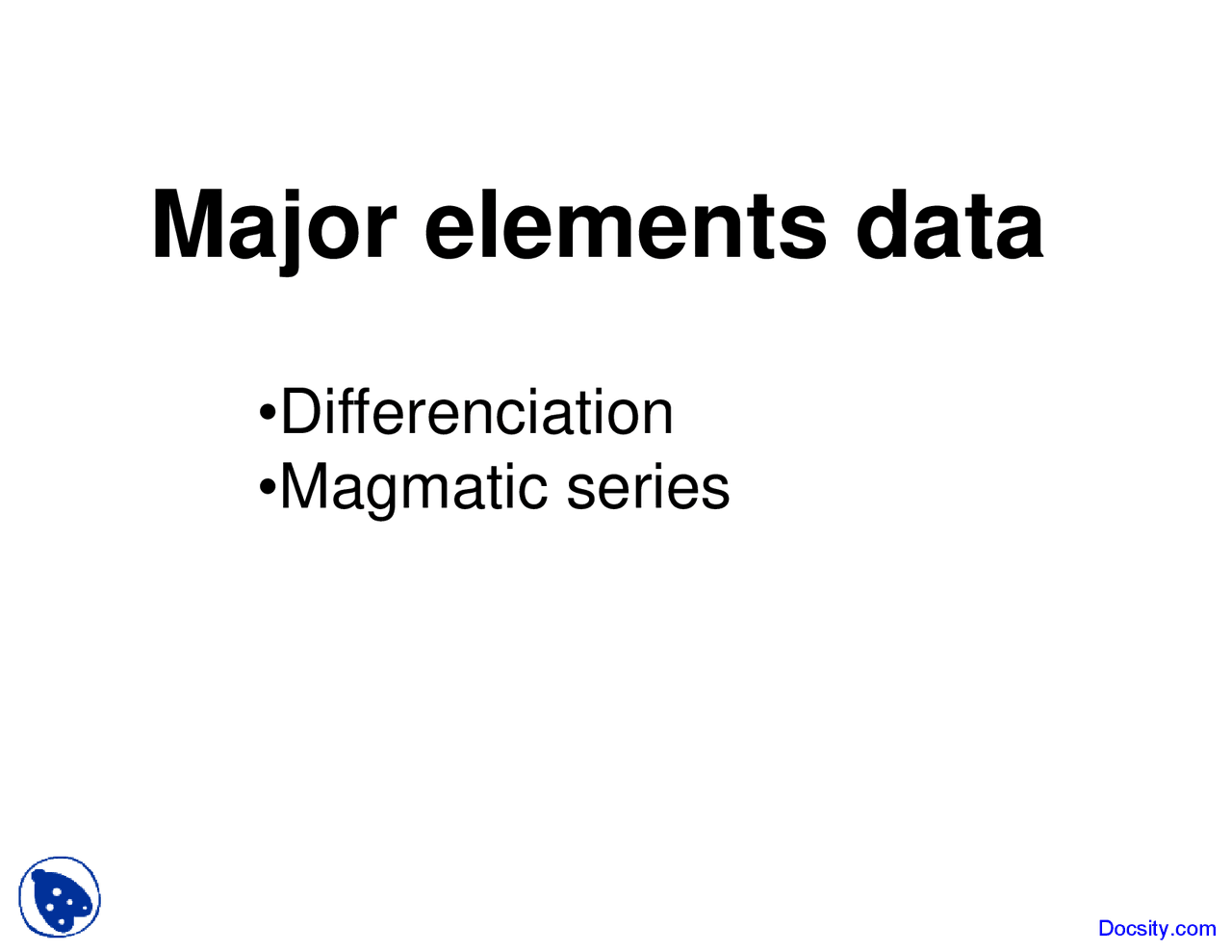 Magmatic Series Geochemistry I Lecture Slides Docsity
