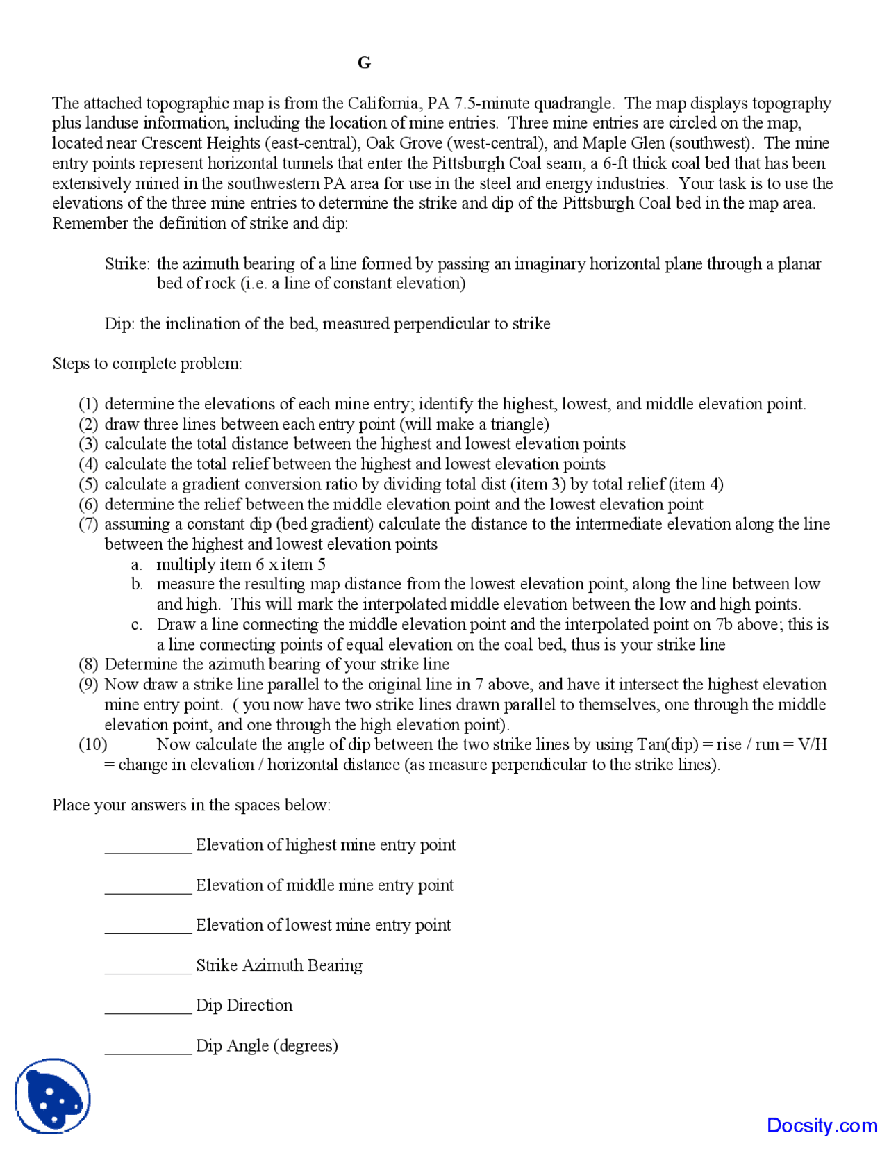 Topographic Environmental Geology Lecture Notes Docsity