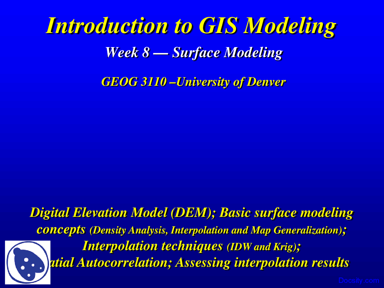 Digital Elevation Model Gis And Mapping Lecture Slides Docsity