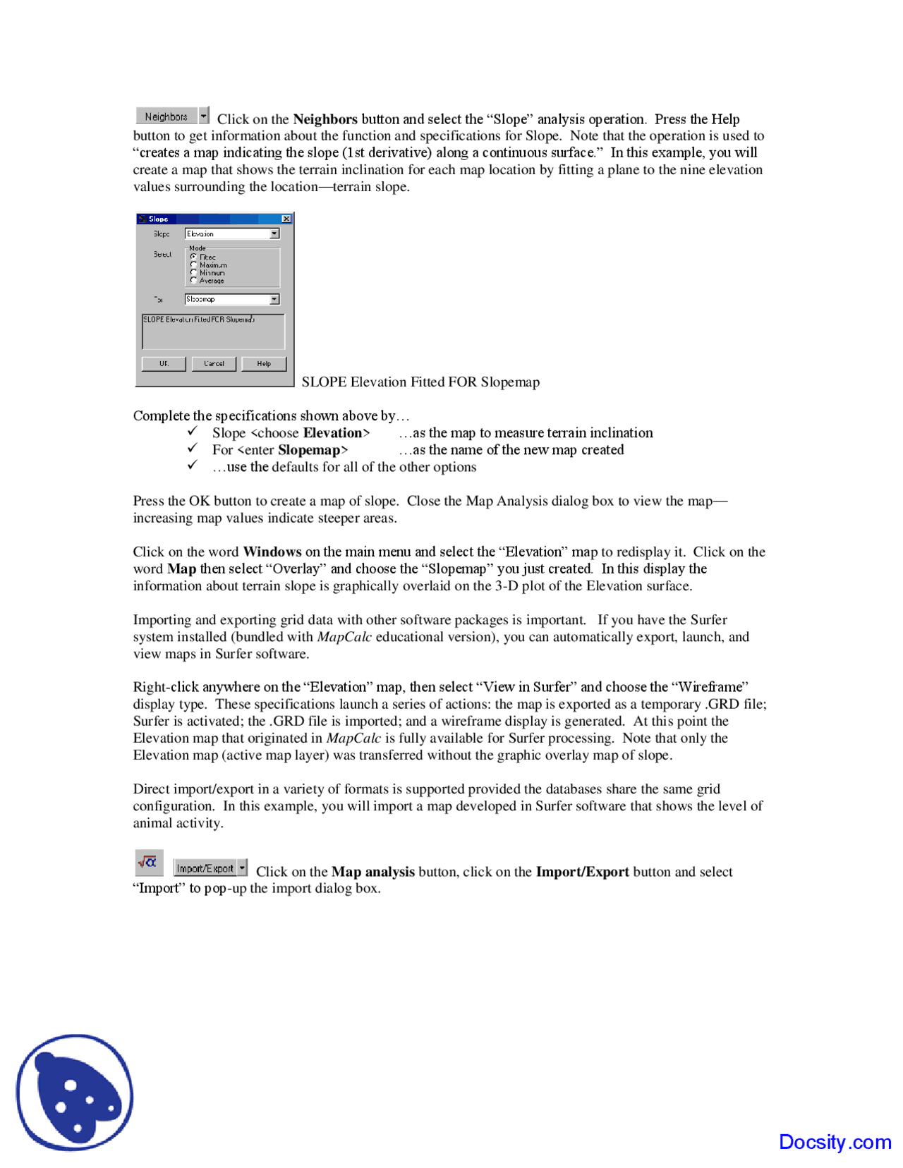 Slope Evaluation Gis And Mapping Lecture Notes Docsity