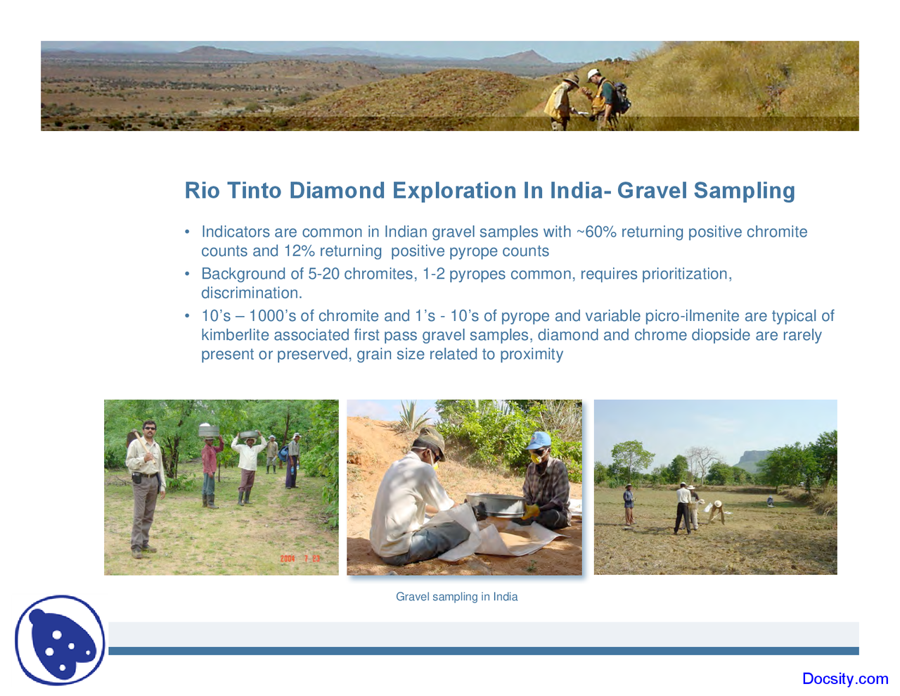 Gravel Sampling - Geochemistry I - Lecture Slides - Docsity