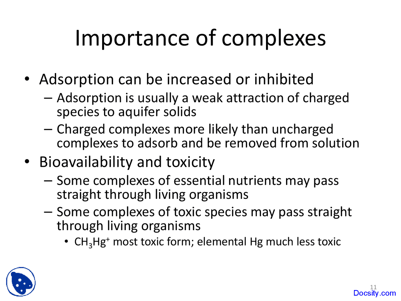 Adsorption Geochemistry I Lecture Slides Docsity