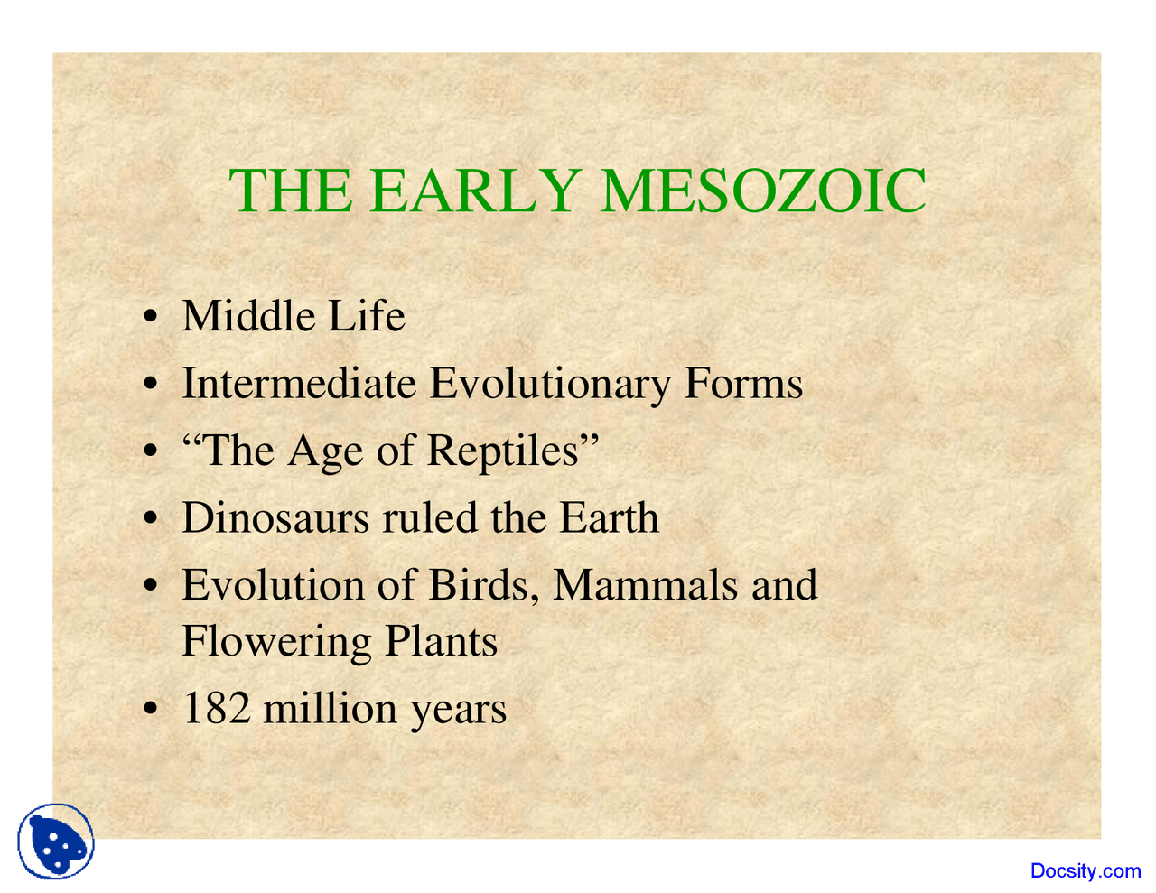 Early Mesozoic - Environmental Geology - Lecture Slides - Docsity