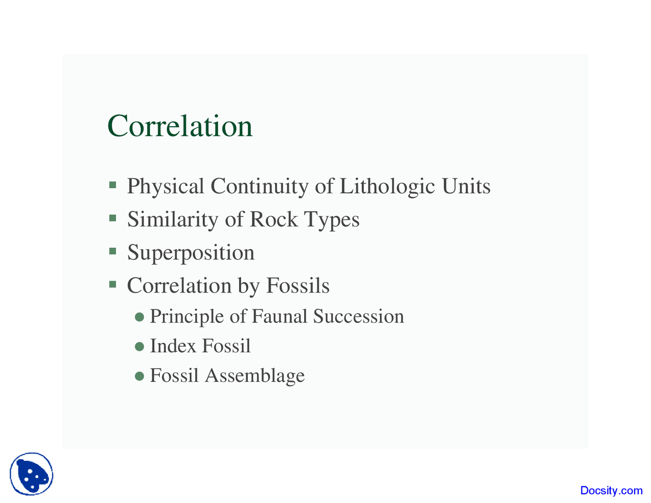 Correlation - Environmental Geology - Lecture Slides - Docsity