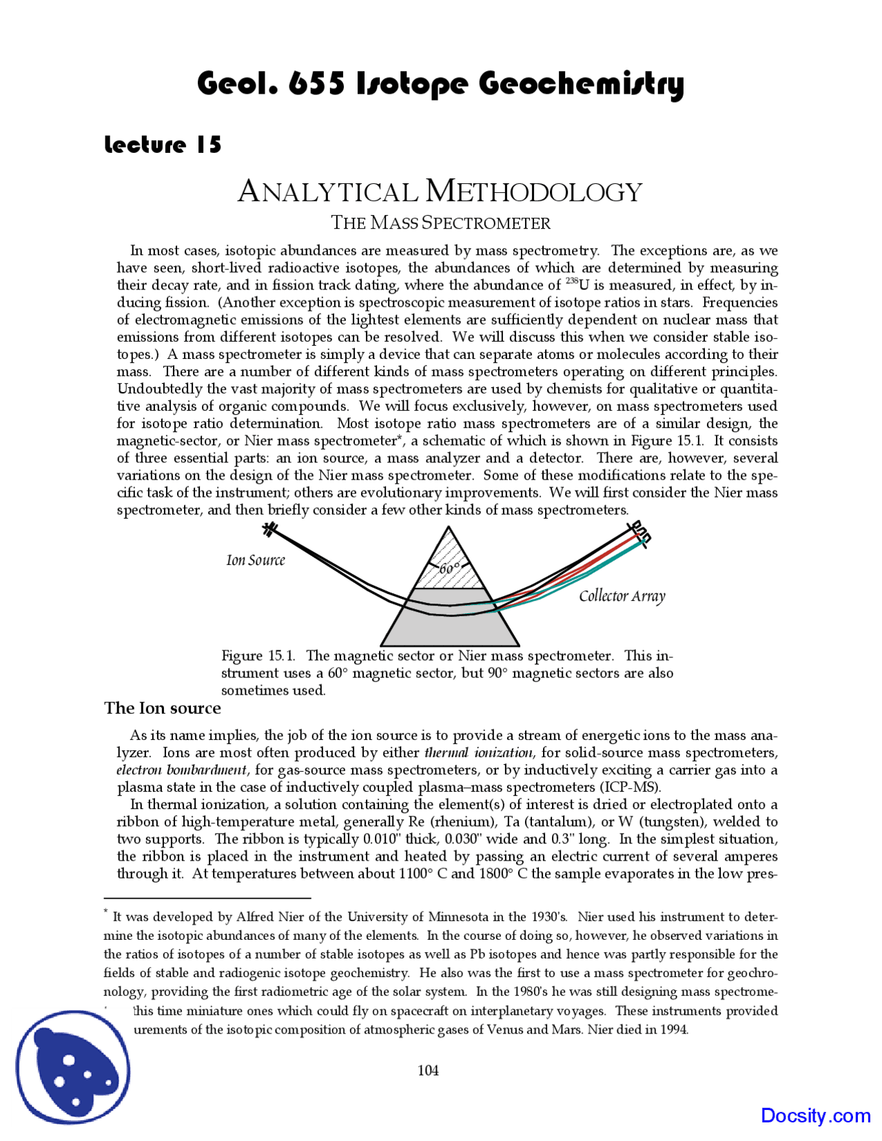 Isotopic Abundances Geochemistry I Lecture Notes Docsity