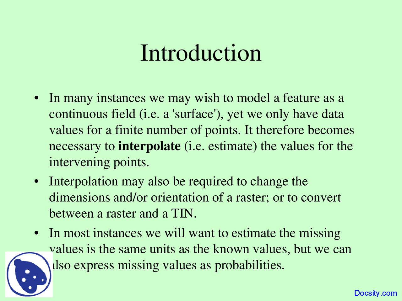Types Of Interpolation Gis And Mapping Lecture Slides Slides