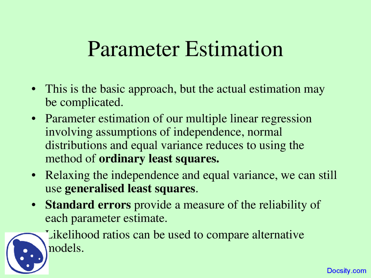 Parameter Estimation and Spatial Data Modeling in Statistics | Slides Geochemistry | Docsity