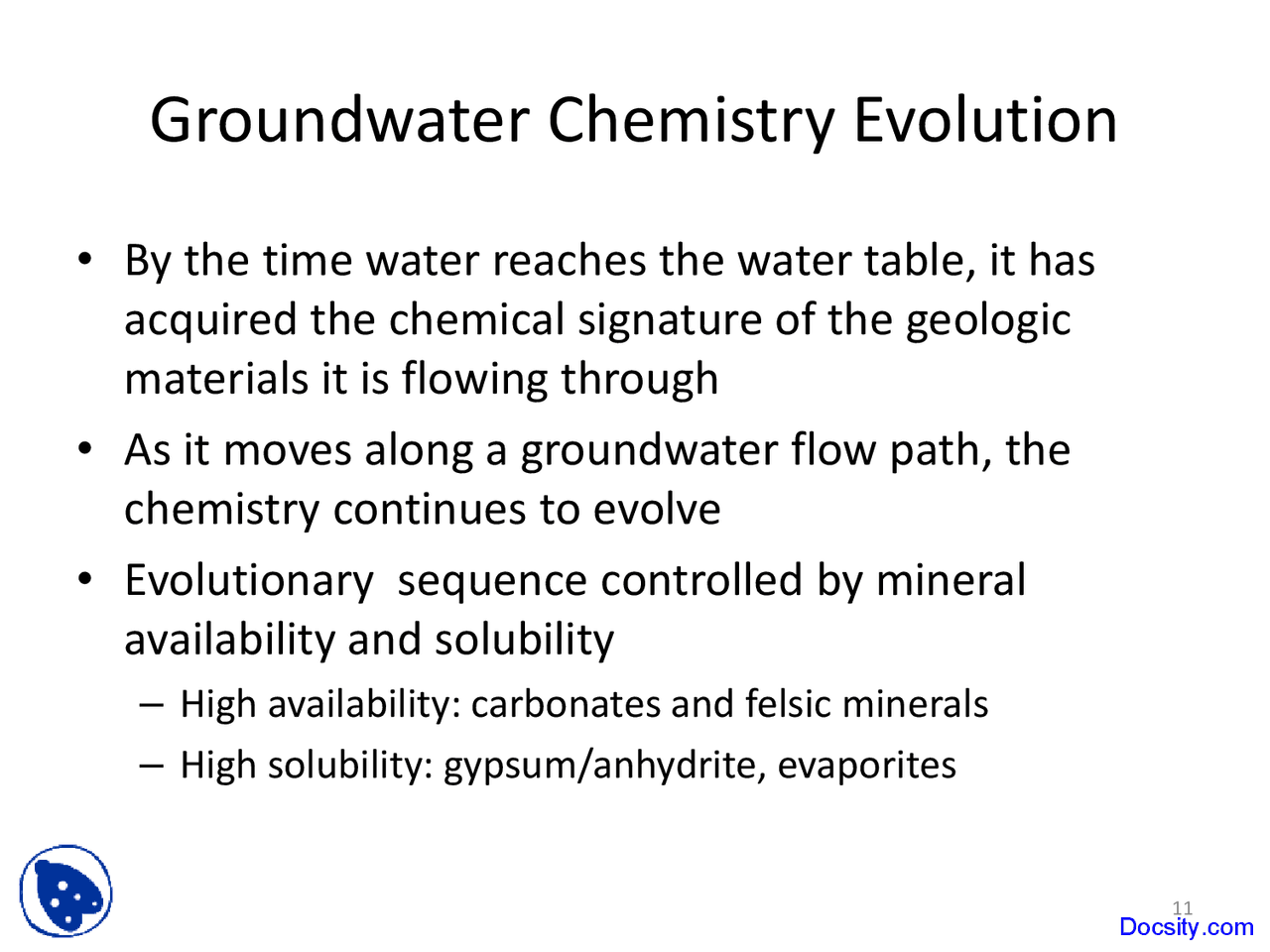 Groundwater Geochemistry I Lecture Slides Docsity