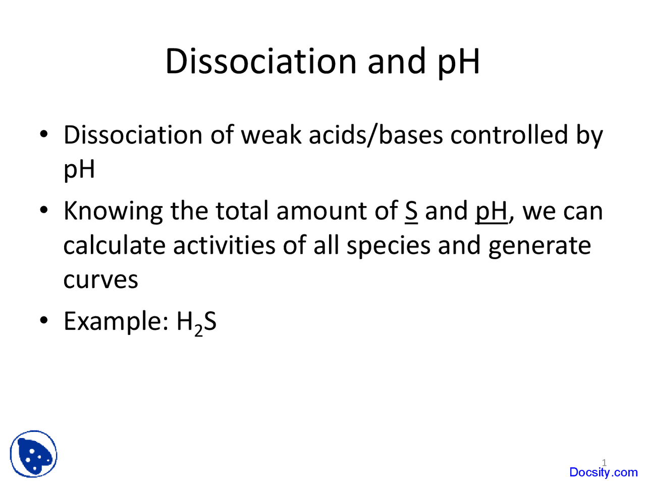 Dissociation Geochemistry I Lecture Slides Docsity