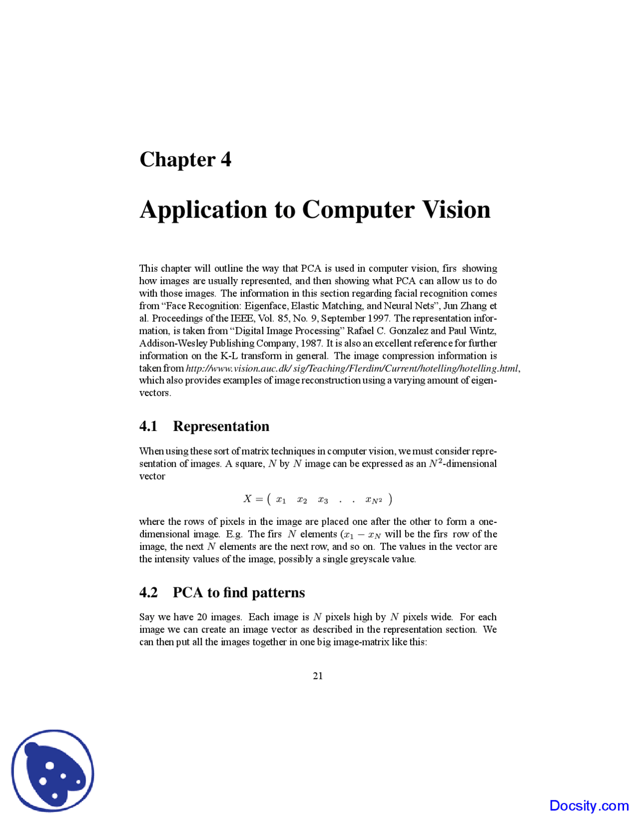 Application To Computer Vision Gis And Mapping Lecture Notes Docsity