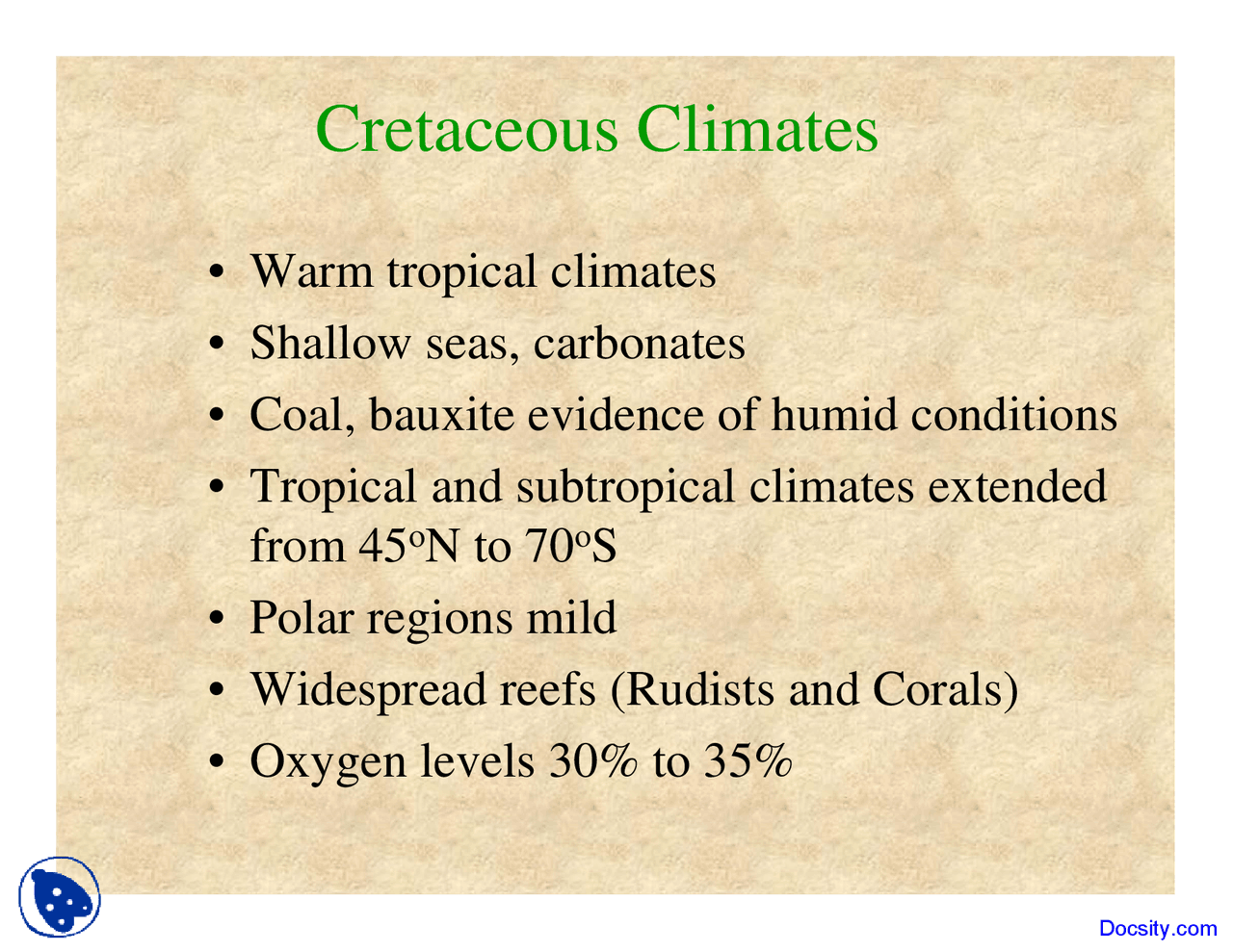 Cretaceous Climates Environmental Geology Lecture Slides Docsity