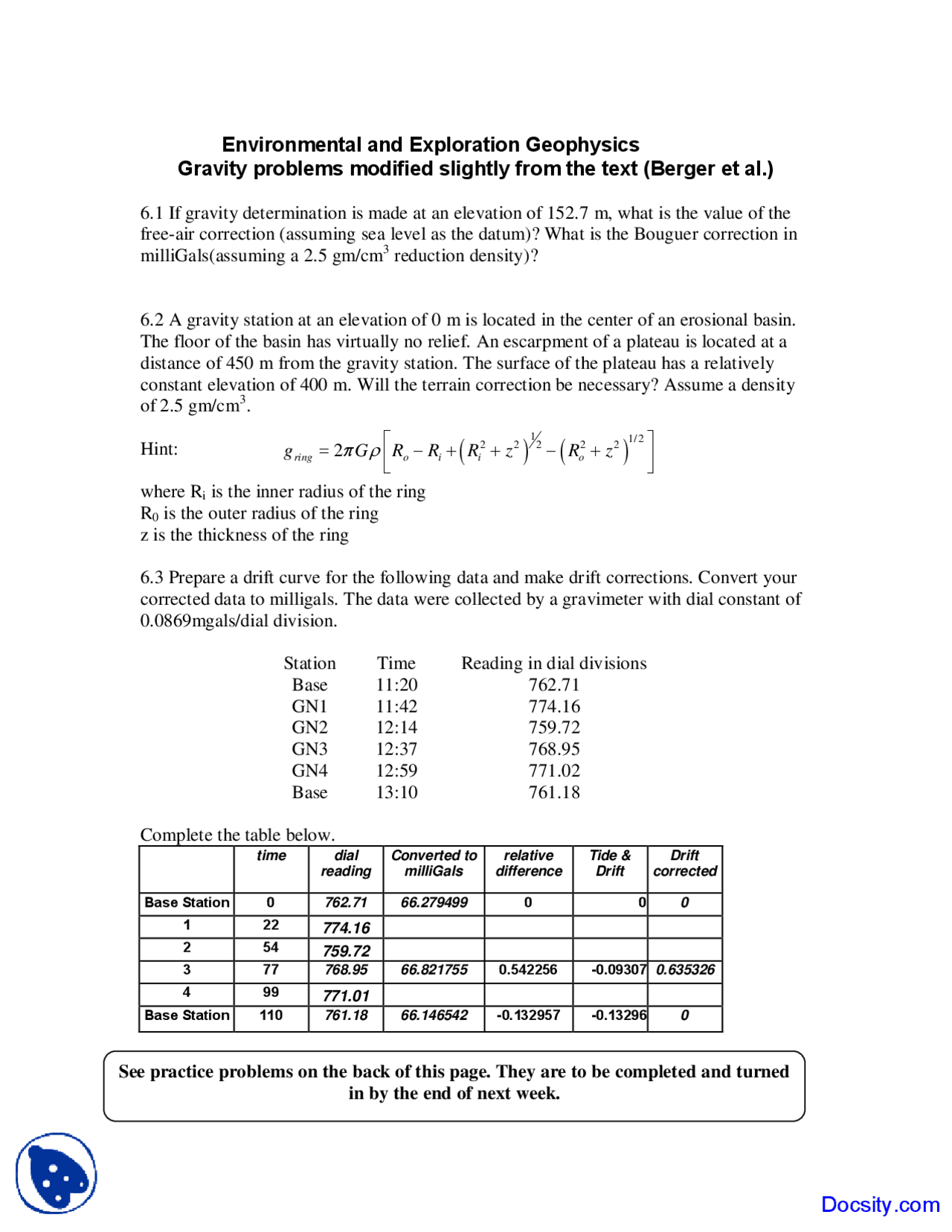 Gravity Environmental Geology Lecture Notes Docsity