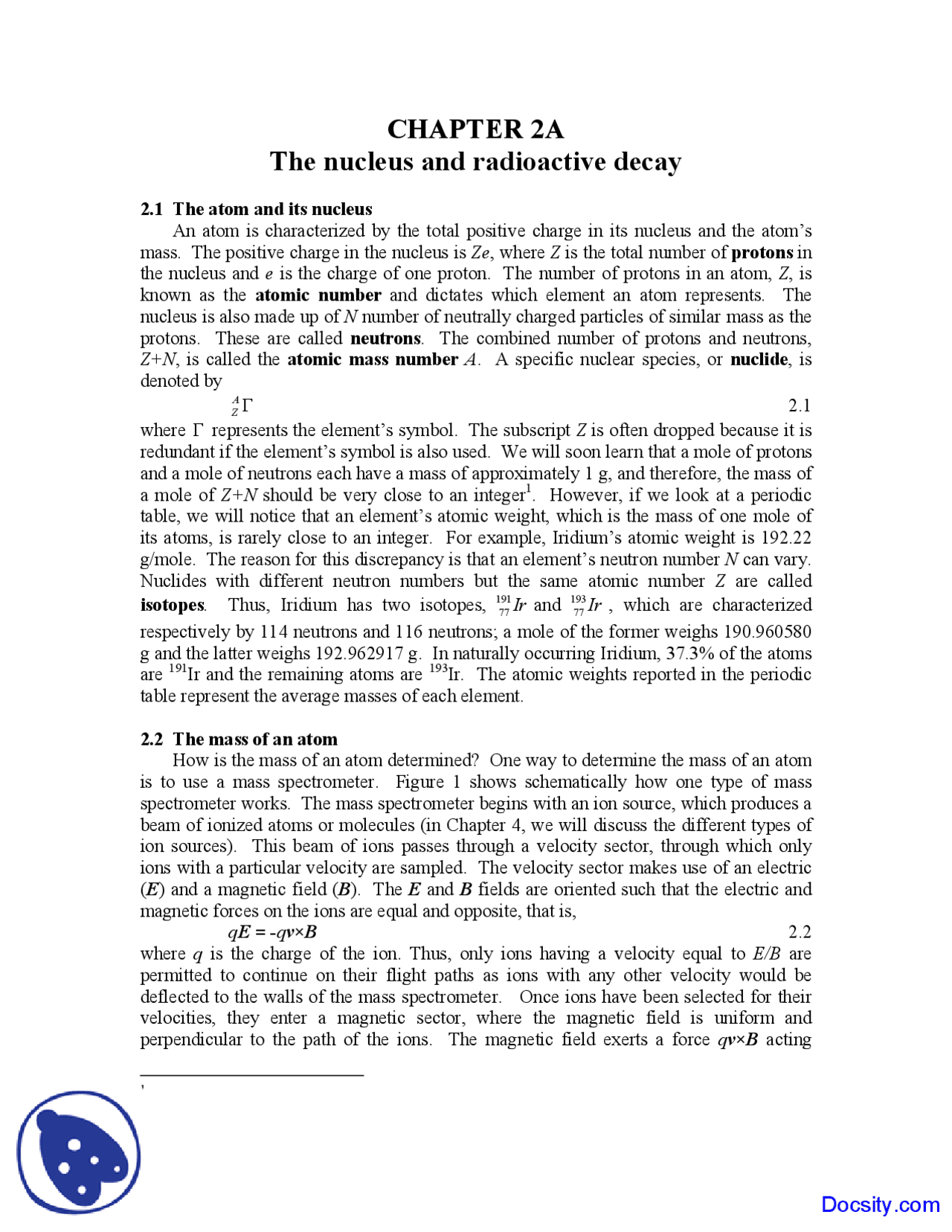 Nucleus Geochemistry I Lecture Notes Docsity